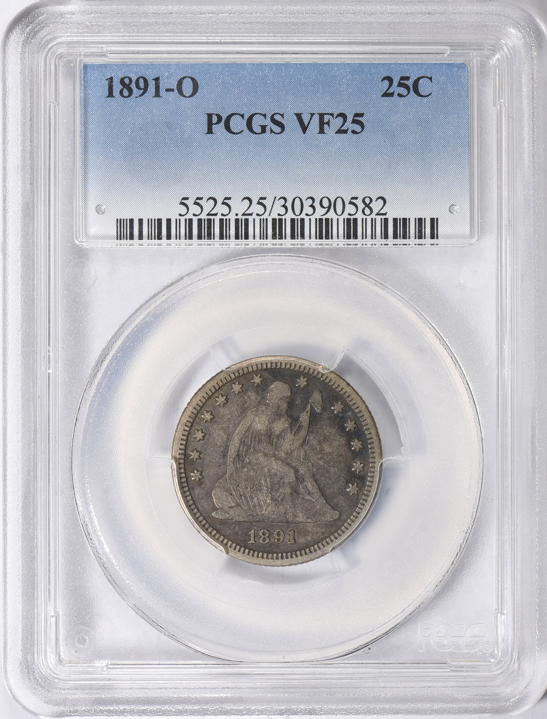 1891-O Seated Liberty Quarter PCGS VF-25 (Toned) (Item 1719532) | GreatCollections Coin Auctions