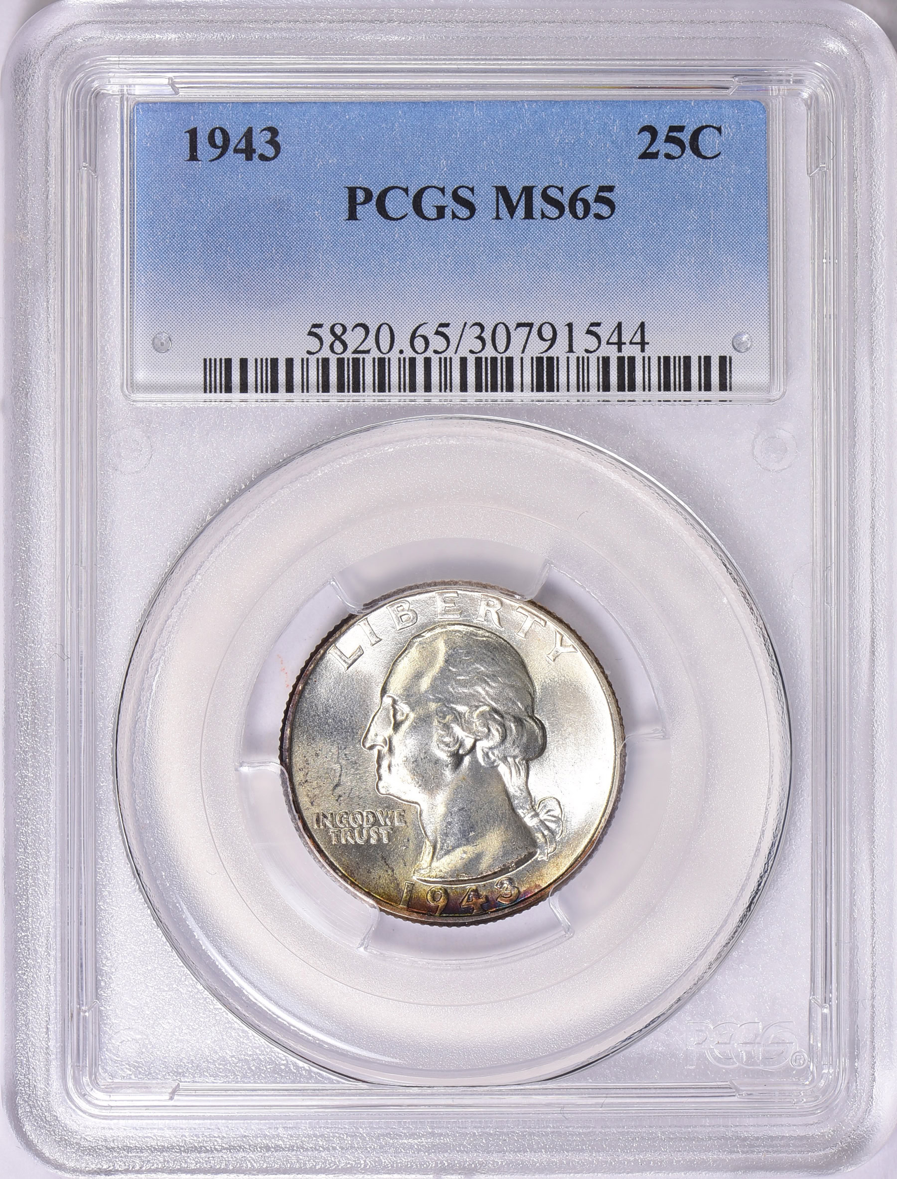 1943 Washington Quarter PCGS MS-65 (Toned) (Item 1719584) | GreatCollections Coin Auctions