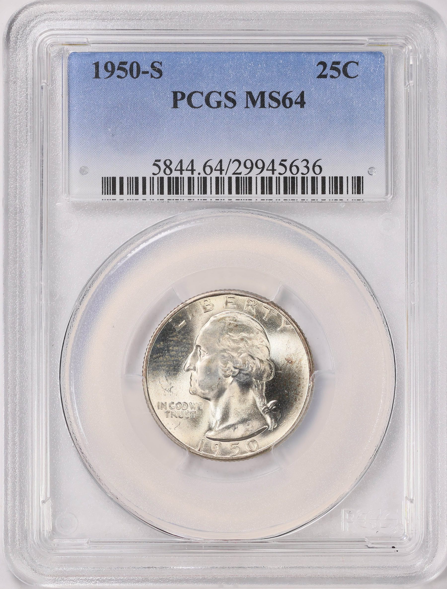 1950-S Washington Quarter PCGS MS-64 (Item 1719602) | GreatCollections ...