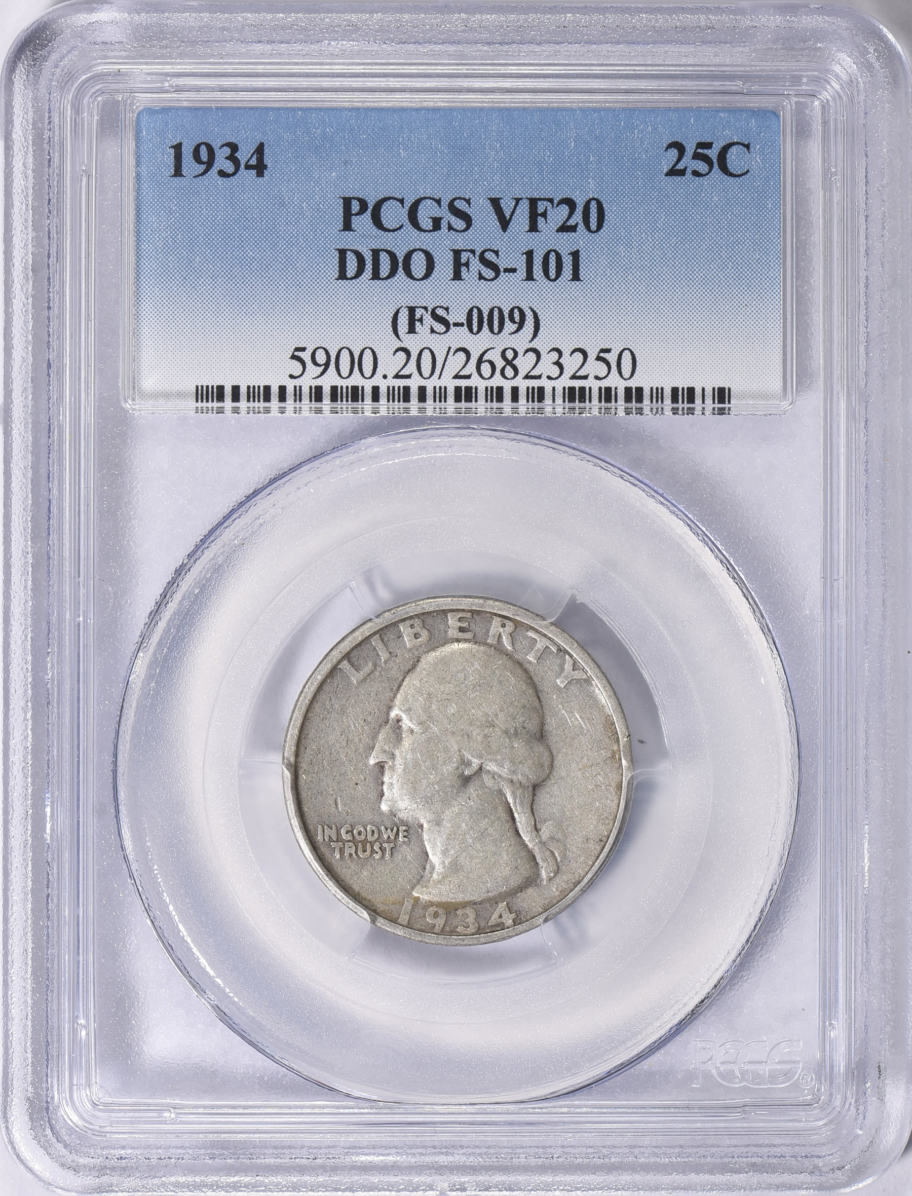 1934 Washington Quarter Doubled Die Obverse FS-101 (FS-009) PCGS VF-20 (Item 1719615 ...