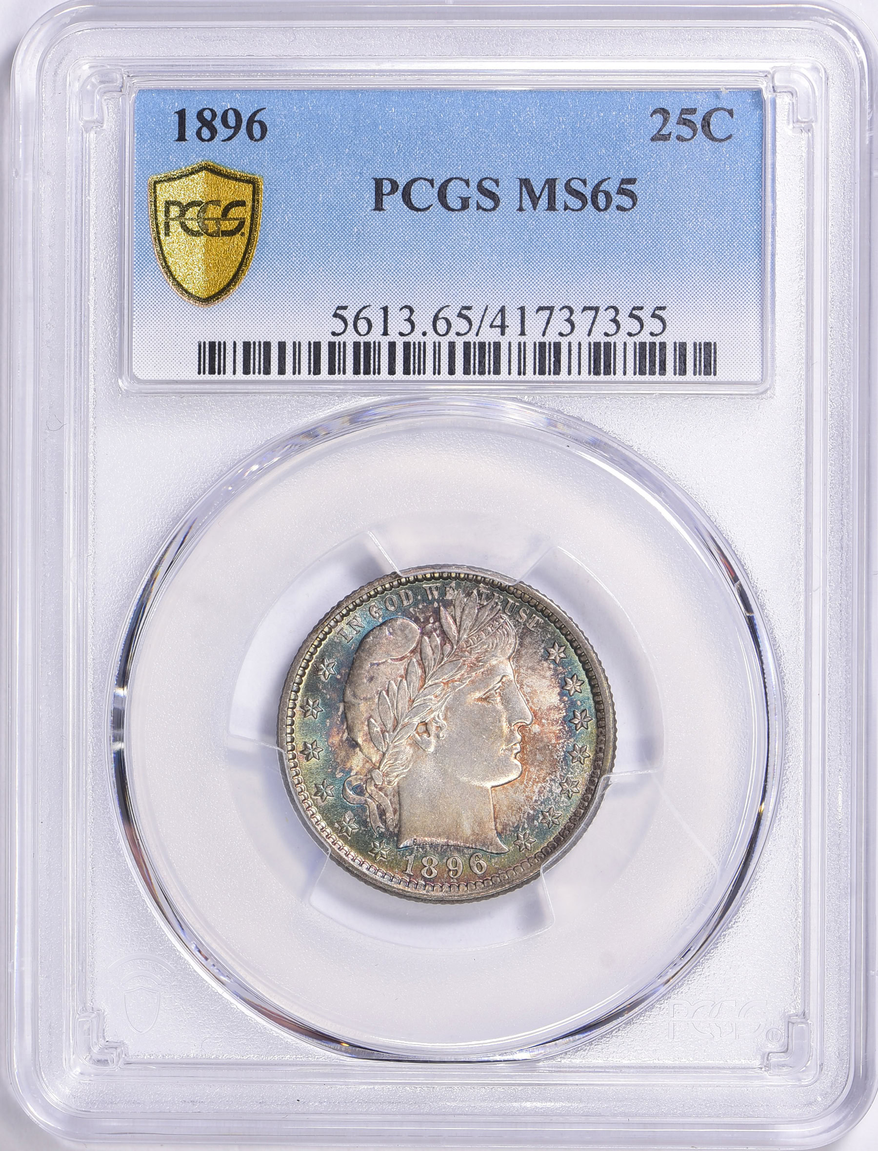 1896 Barber Quarter PCGS MS-65 (Toned) (Item 1719626) | GreatCollections Coin Auctions