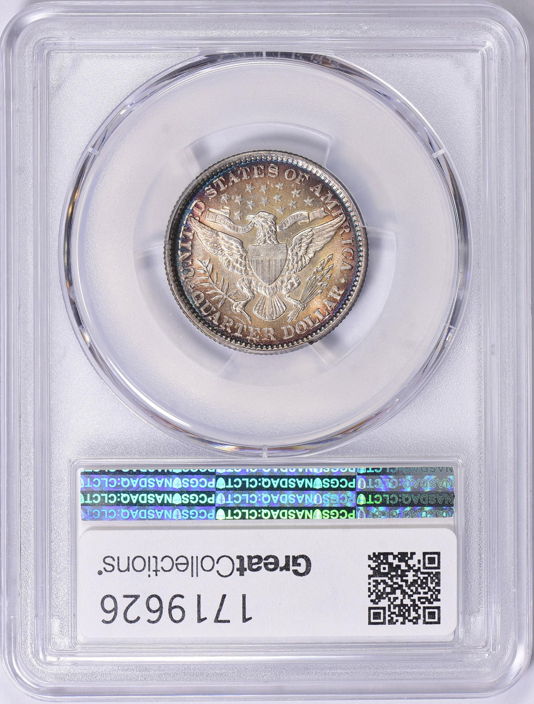 1896 Barber Quarter PCGS MS-65 (Toned) (Item 1719626) | GreatCollections Coin Auctions