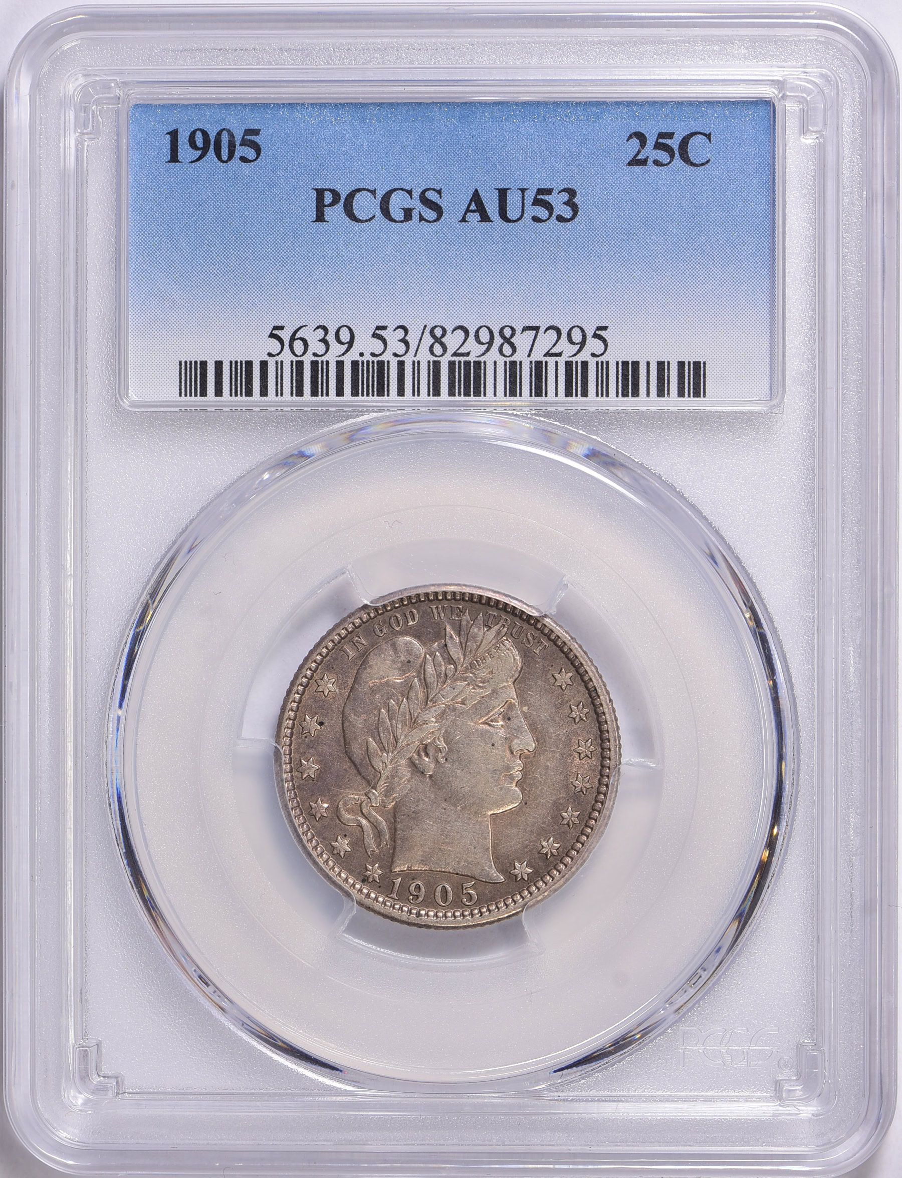1905 Barber Quarter PCGS AU-53 (Toned) (Item 1719636 ...