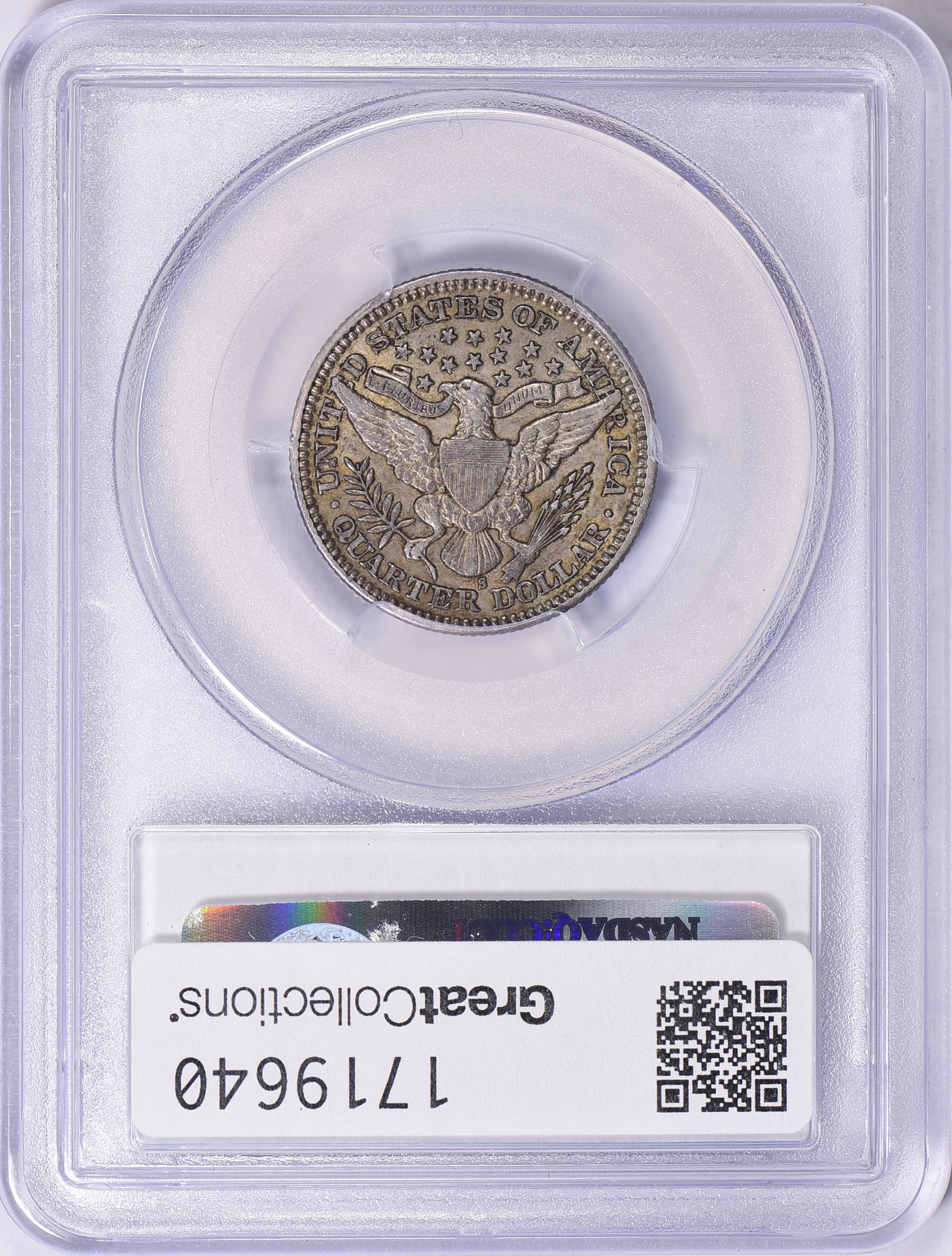 1908-S Barber Quarter PCGS XF-45 (Toned) (Item 1719640) | GreatCollections Coin Auctions