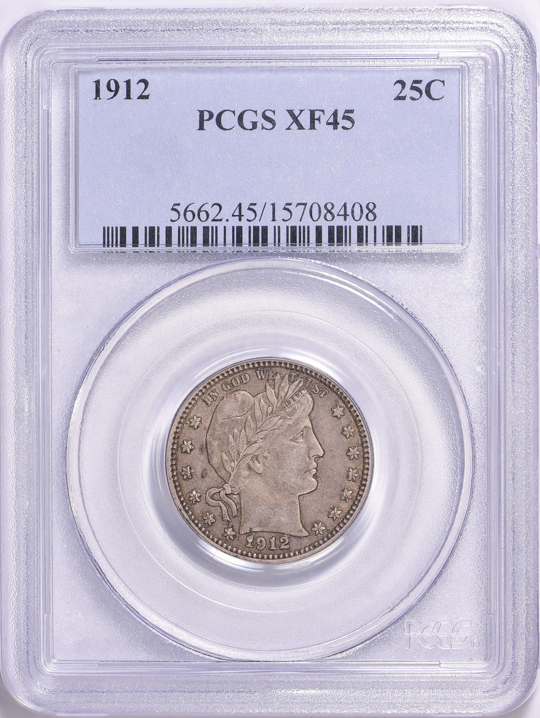 1912 Barber Quarter PCGS XF-45 (Toned) (Item 1719645) | GreatCollections Coin Auctions