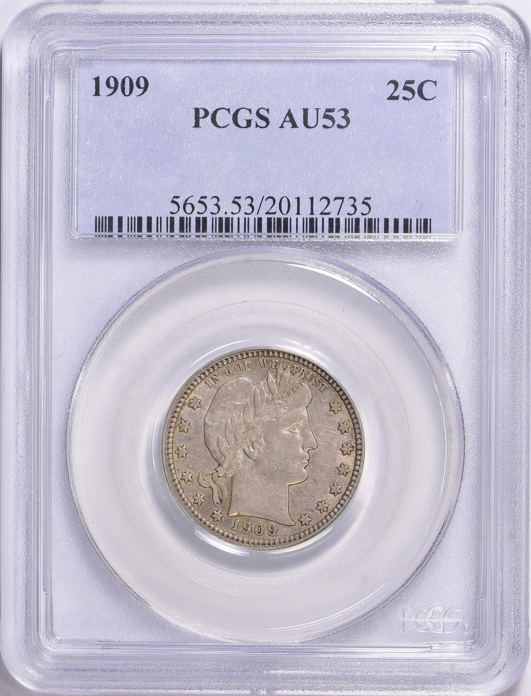 1909 Barber Quarter PCGS AU-53 (Item 1719646) | GreatCollections Coin Auctions