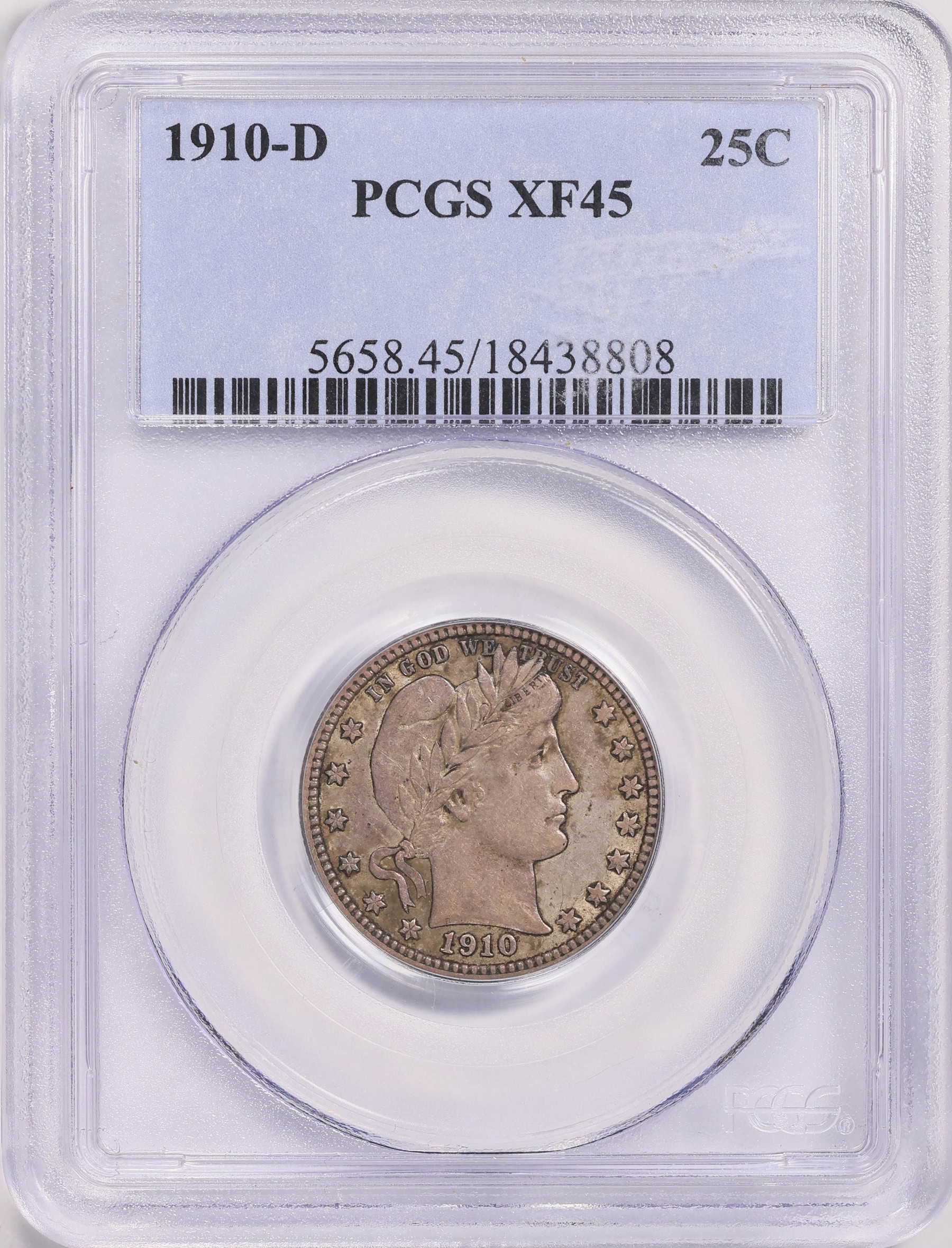 1910-D Barber Quarter PCGS XF-45 (Item 1719647) | GreatCollections Coin Auctions