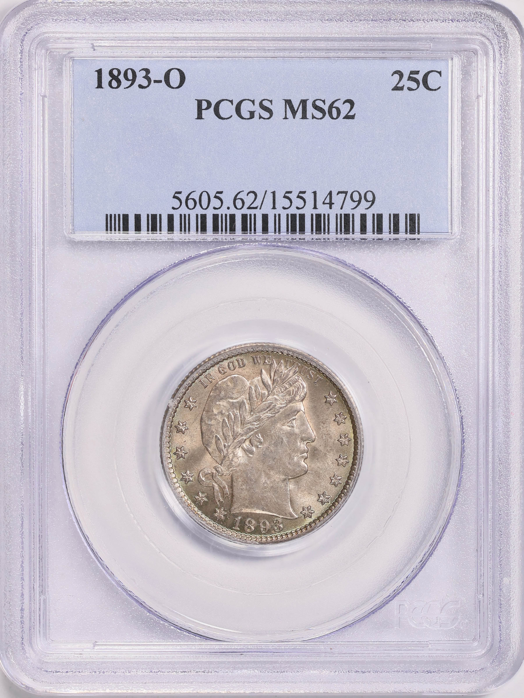 1893-O Barber Quarter PCGS MS-62 (Toned) (Item 1719649 ...