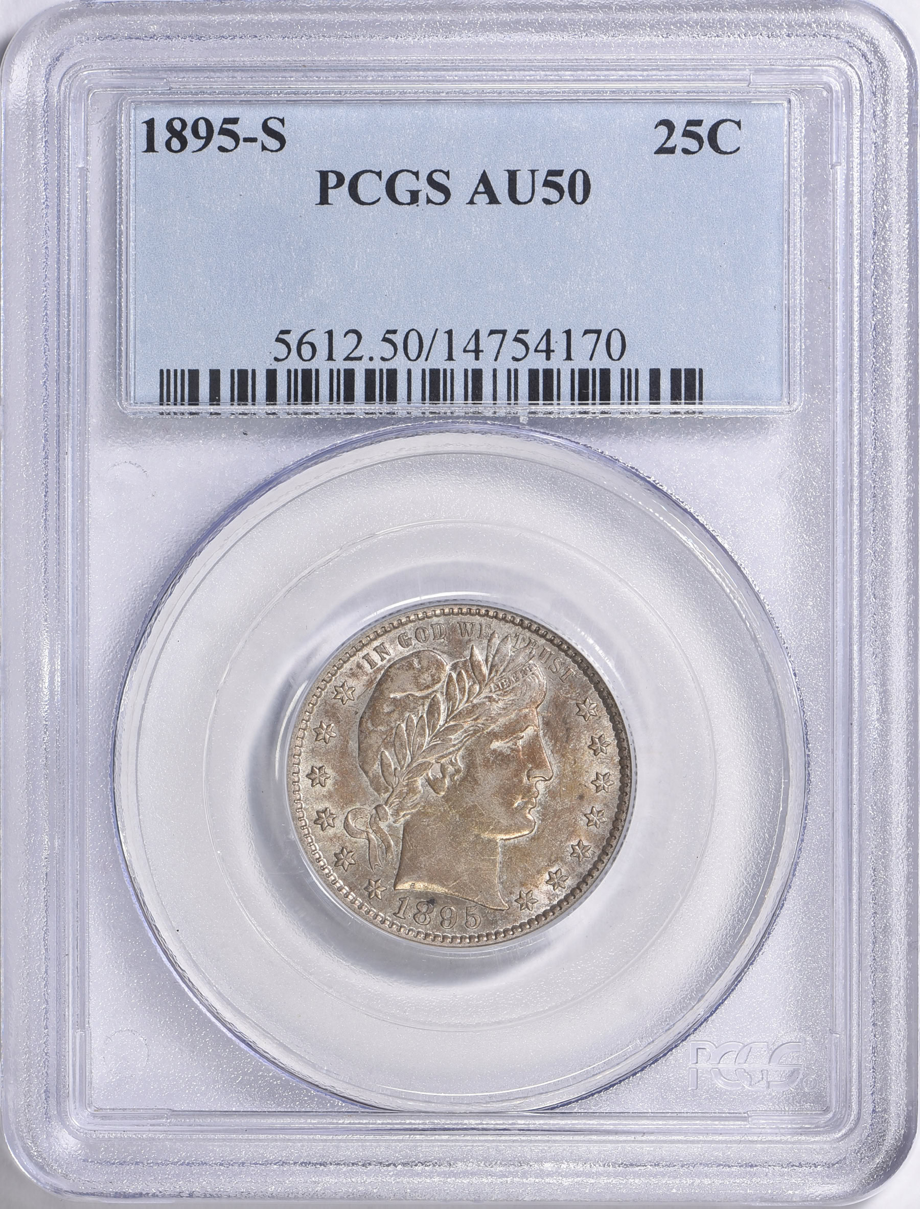 1895-S Barber Quarter PCGS AU-50 (Toned) (Item 1719656 ...