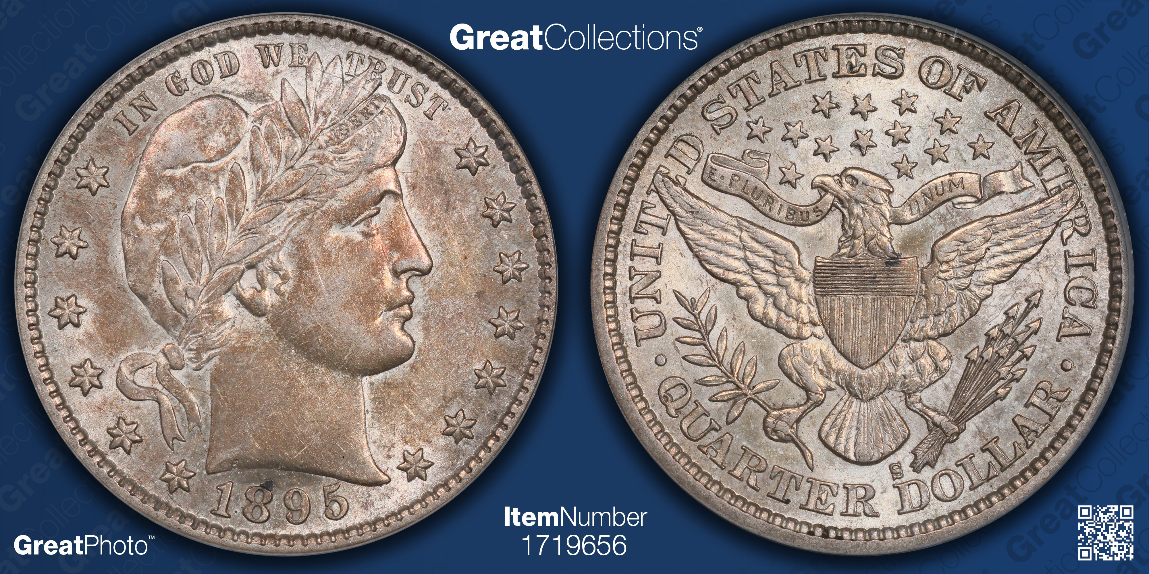 1895-S Barber Quarter PCGS AU-50 (Toned) (Item 1719656 ...