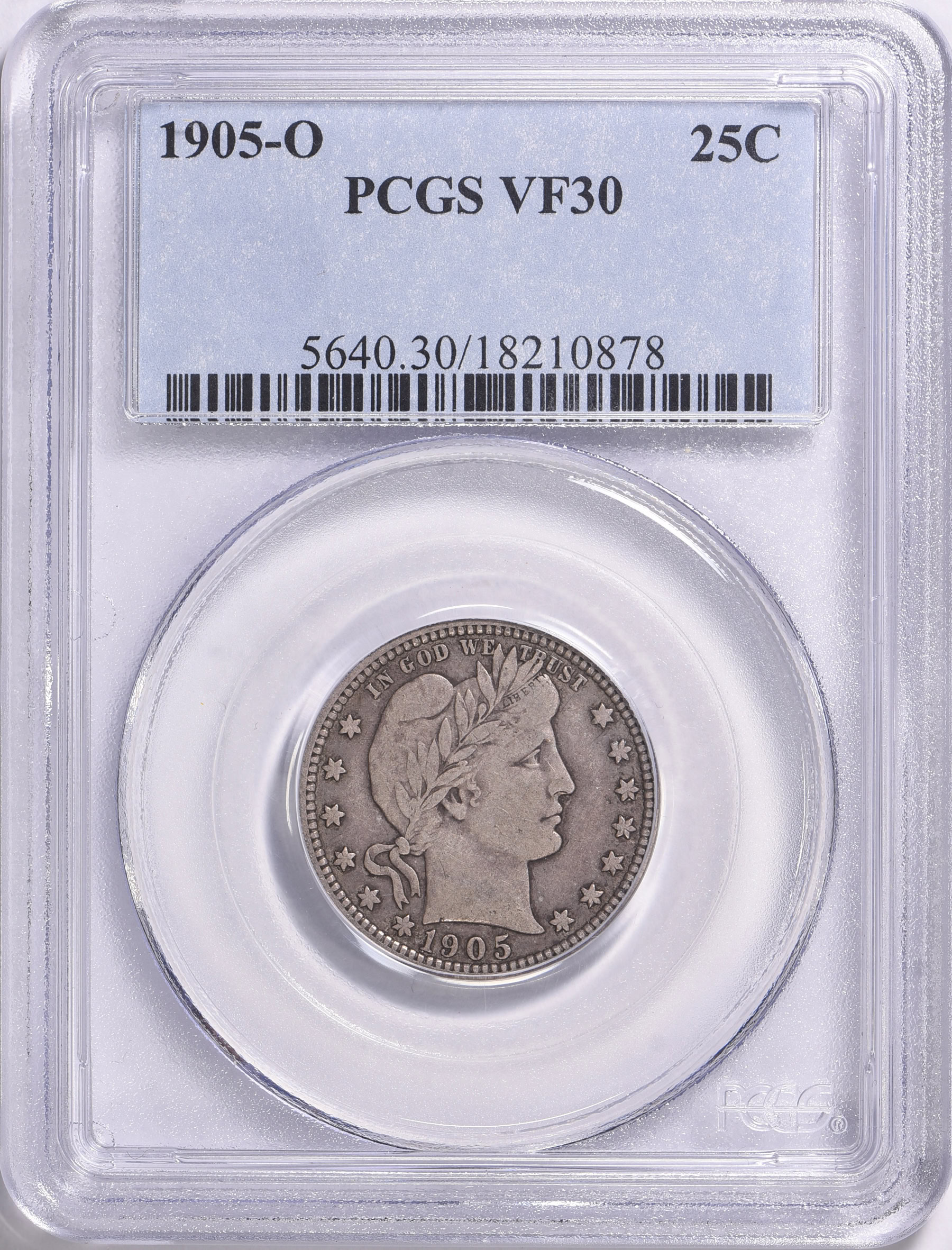 1905-O Barber Quarter PCGS VF-30 (Item 1719658) | GreatCollections Coin ...