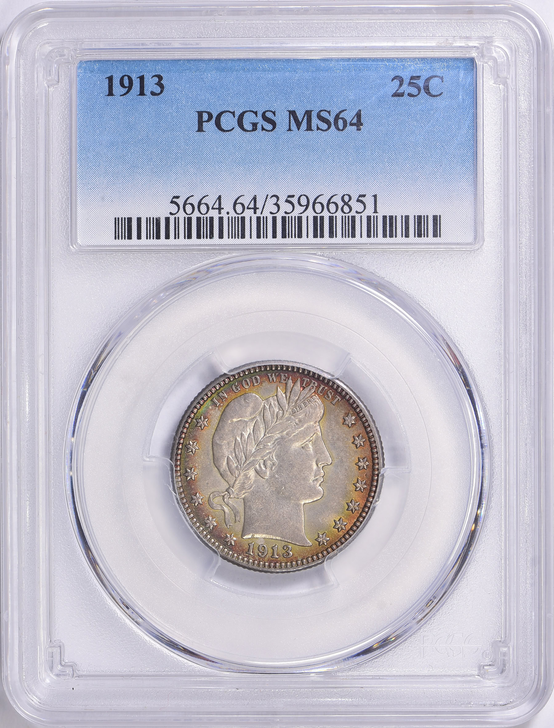1913 Barber Quarter PCGS MS-64 (Toned) (Item 1719675 ...