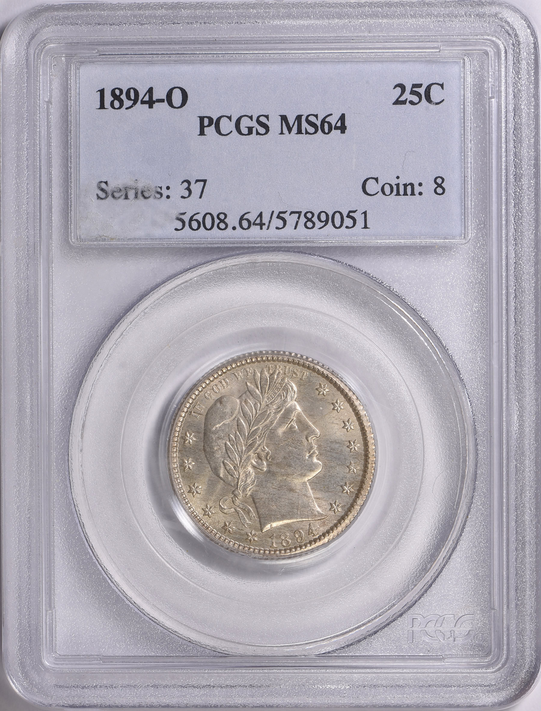1894-O Barber Quarter PCGS MS-64 (Item 1719680) | GreatCollections Coin Auctions