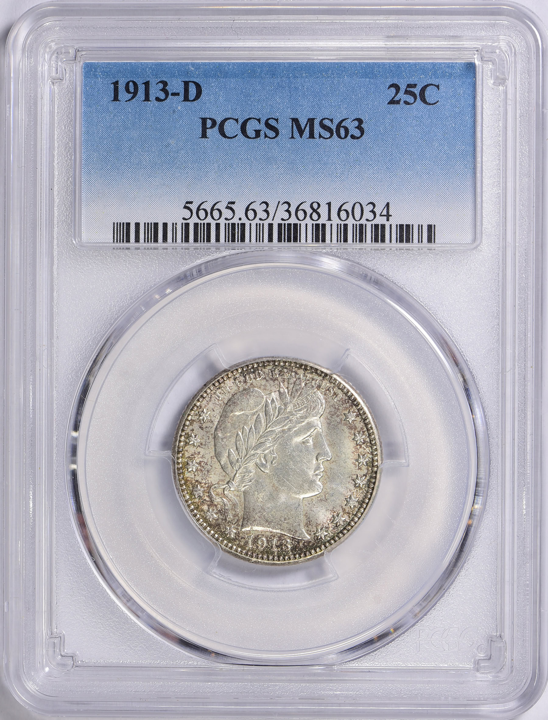 1913-D Barber Quarter PCGS MS-63 (Toned) (Item 1719684 ...
