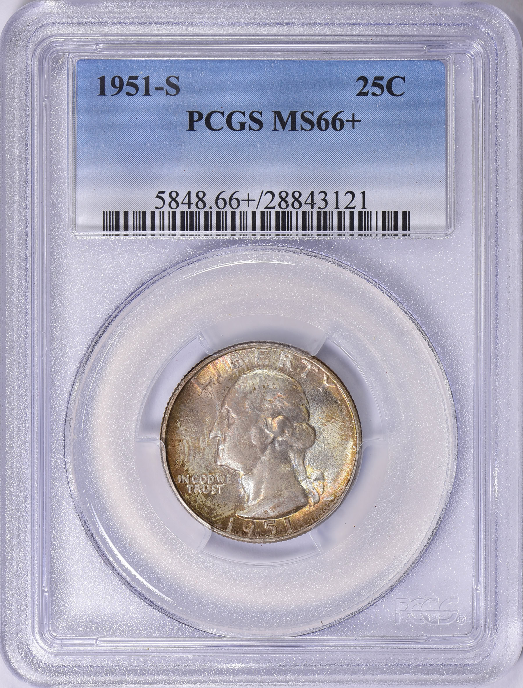 1951-S Washington Quarter PCGS MS-66+ (Toned) (Item 1719695) | GreatCollections Coin Auctions