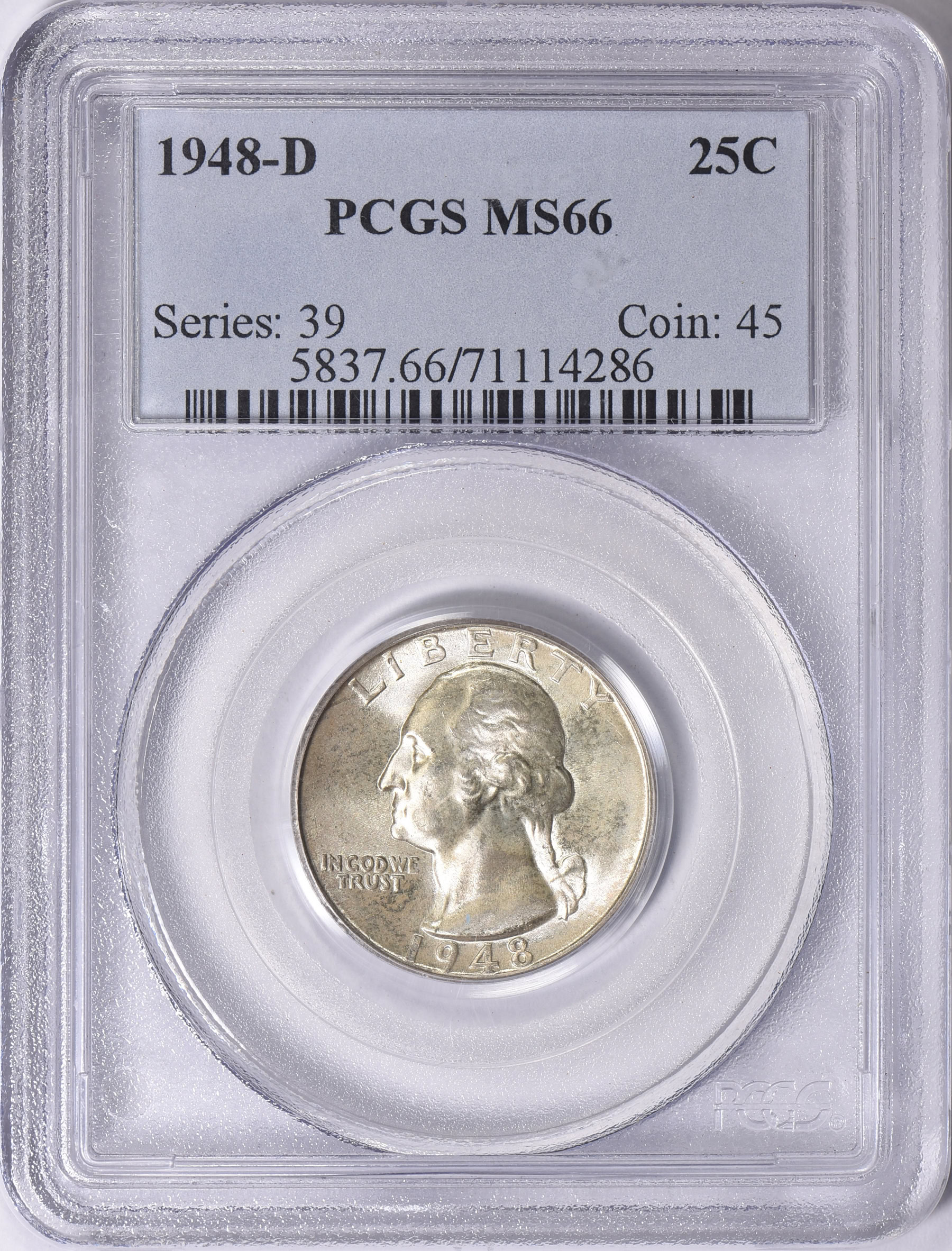 1948-D Washington Quarter PCGS MS-66 (Item 1719703) | GreatCollections Coin Auctions