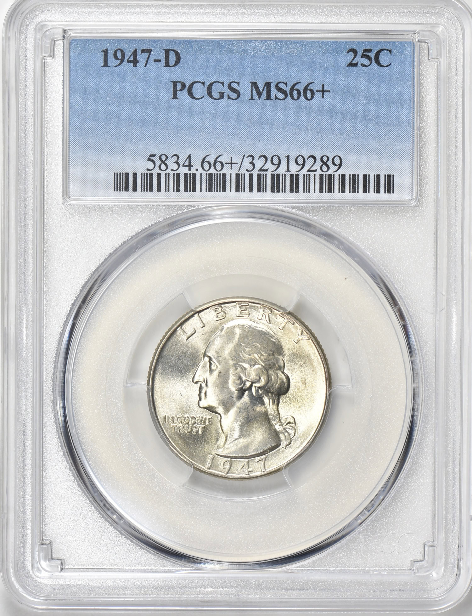 1947-D Washington Quarter PCGS MS-66+ (Item 1719708) | GreatCollections Coin Auctions