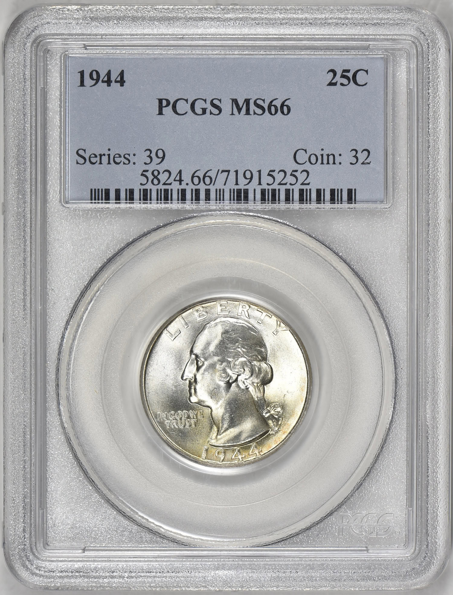 1944 Washington Quarter PCGS MS-66 (Item 1719713) | GreatCollections Coin Auctions