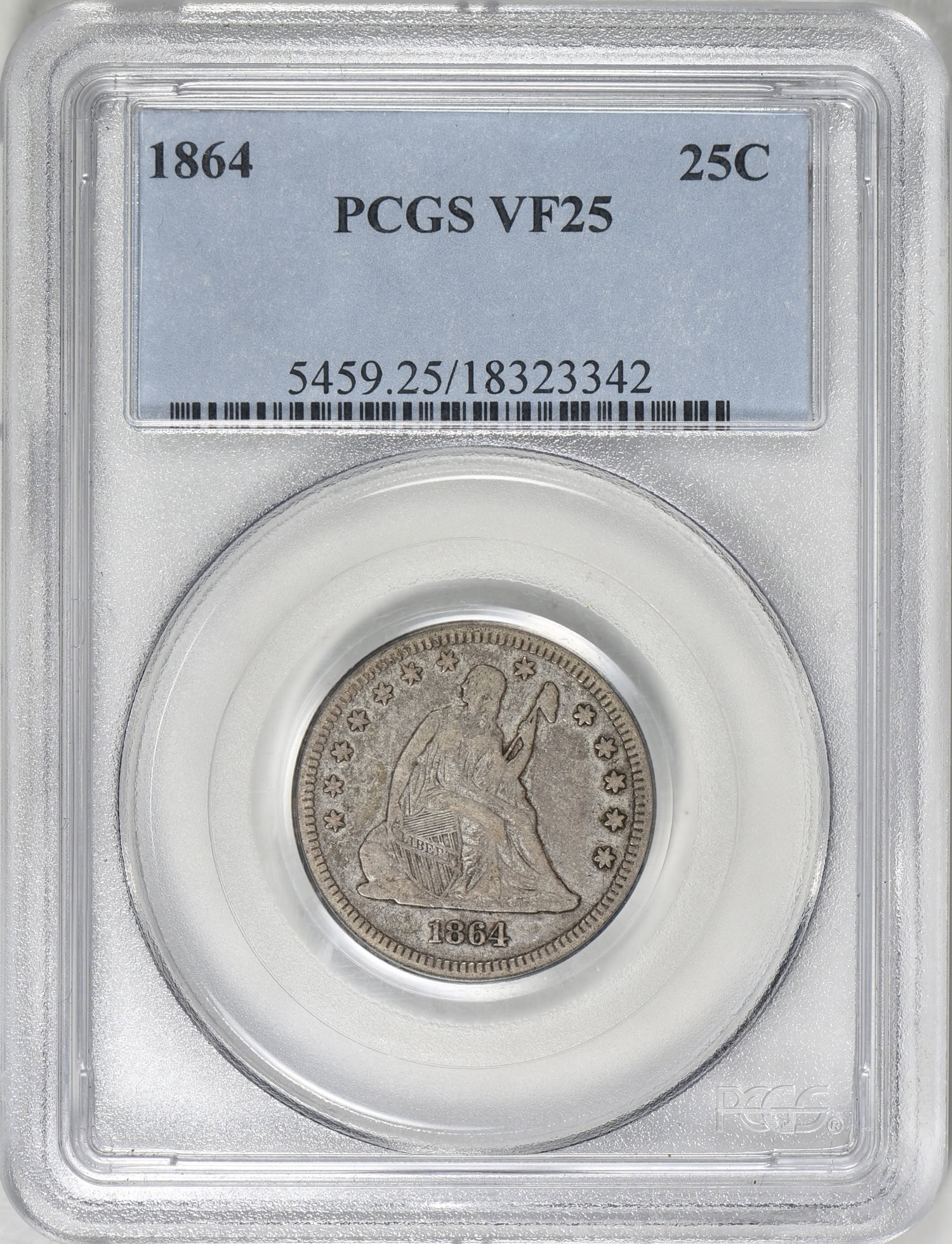 1864 Seated Liberty Quarter PCGS VF-25 (Item 1719730 ...