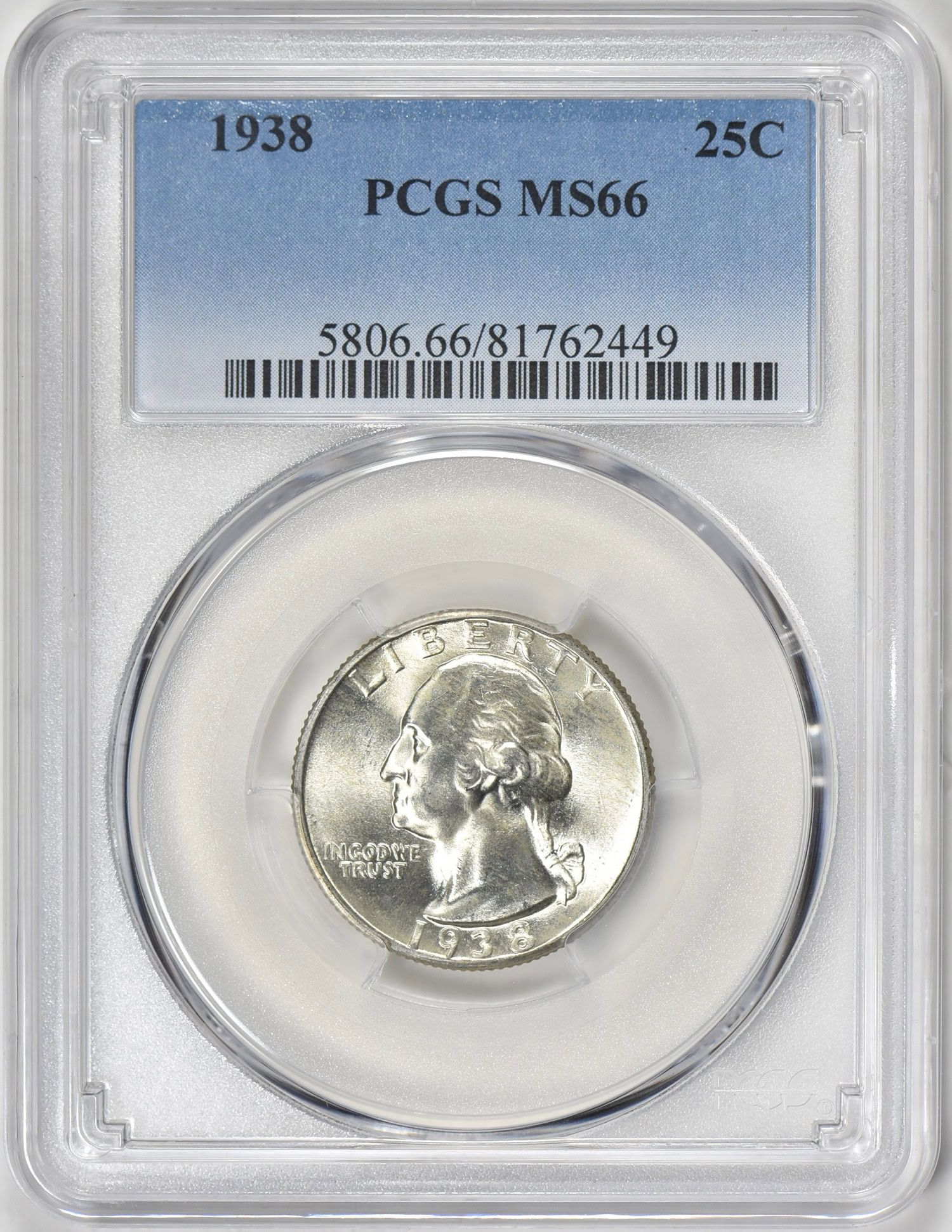 1938 Washington Quarter PCGS MS-66 (Item 1719747) | GreatCollections Coin Auctions