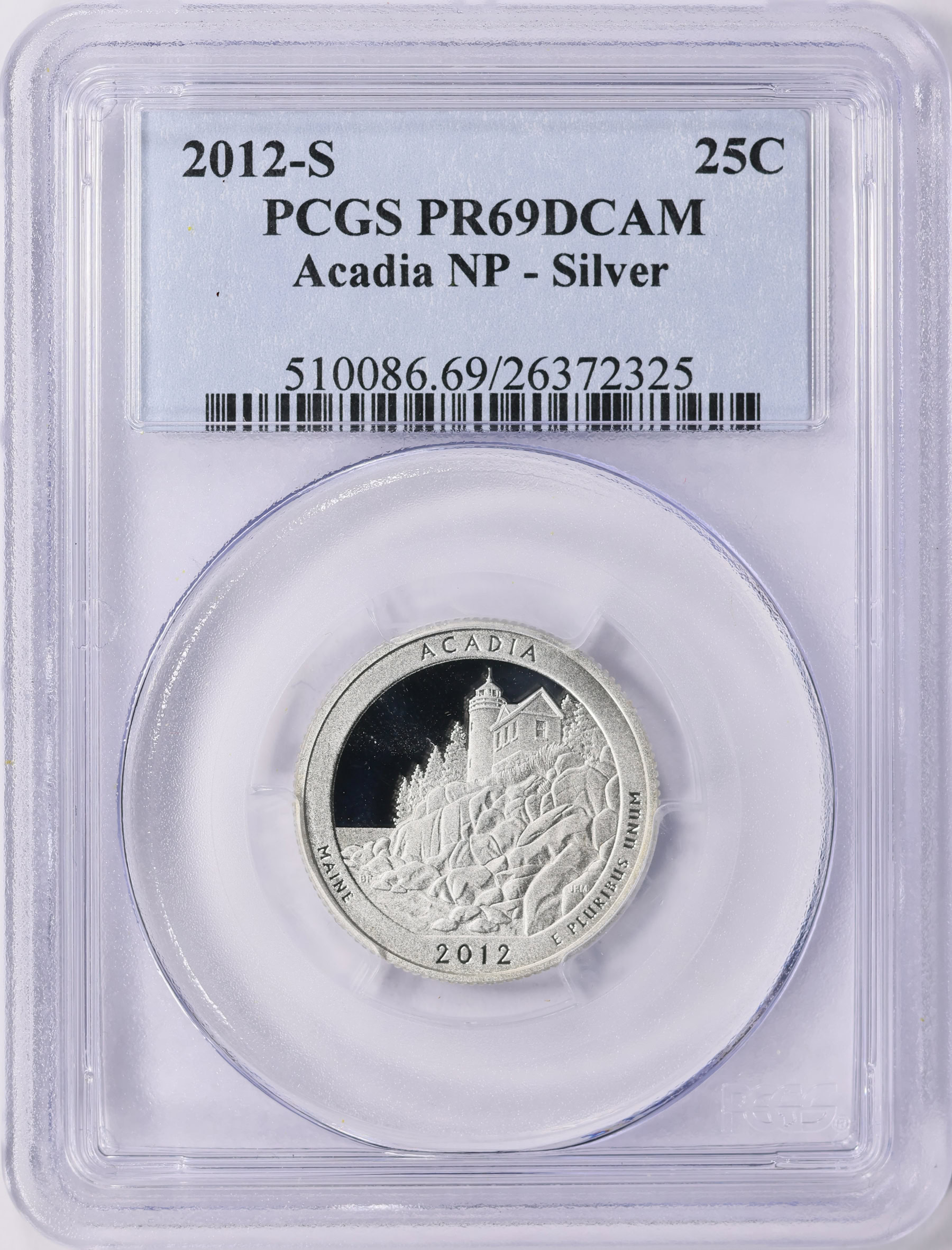 2012-S America the Beautiful Quarter Acadia NP Silver PCGS Proof-69 ...