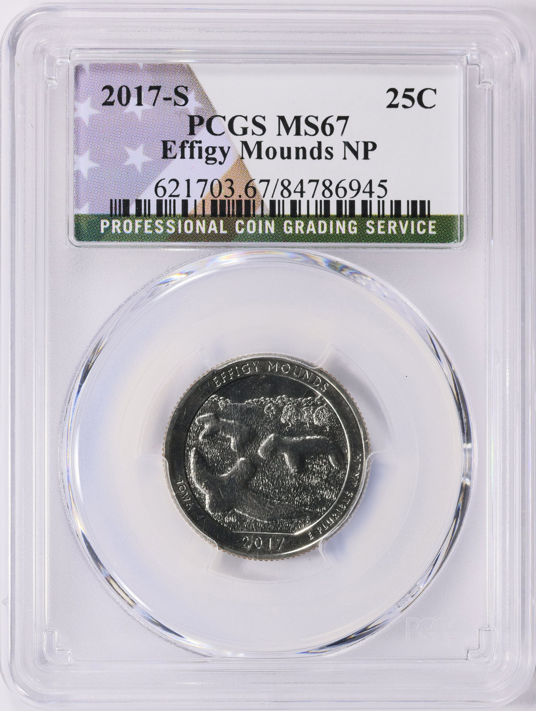 2017-S America the Beautiful Quarter Effigy Mounds NP PCGS MS-67 (Item ...