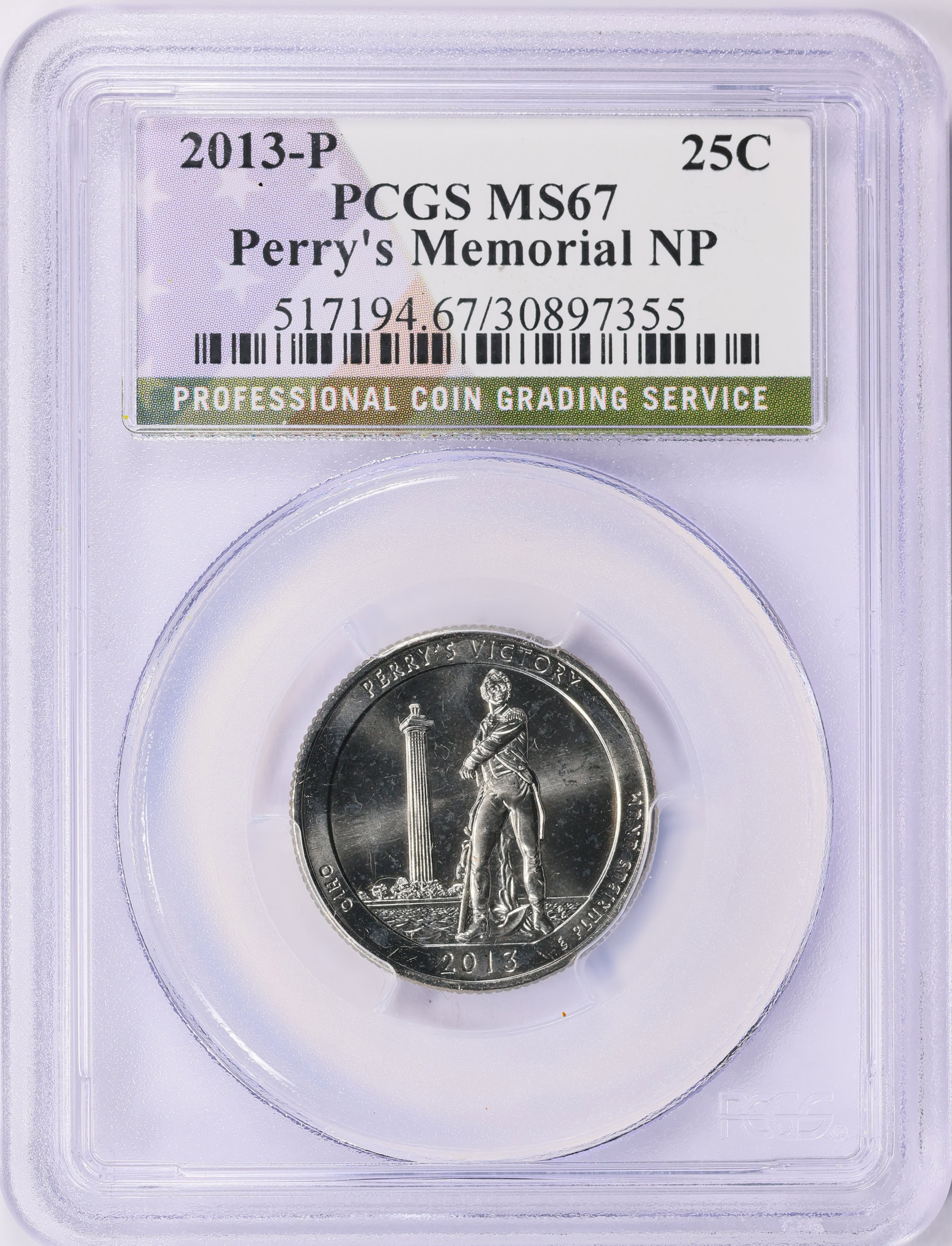 2013-P America the Beautiful Quarter Perrys Memorial NP PCGS MS-67 ...