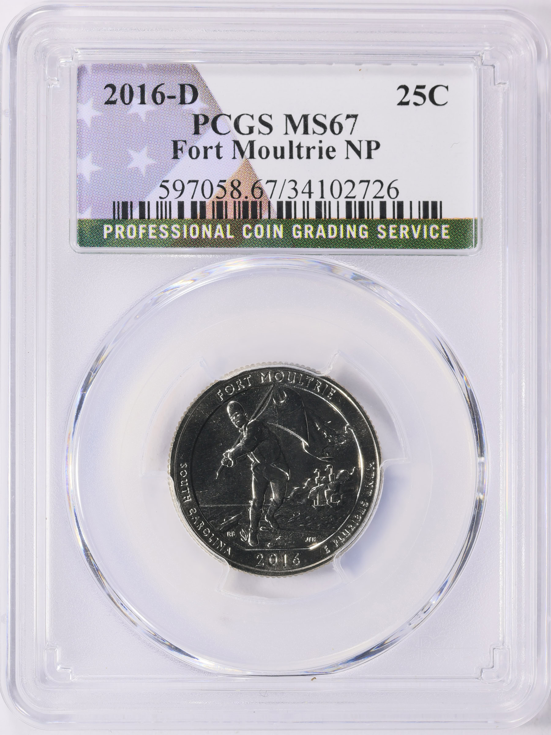 2016-D America the Beautiful Quarter Fort Moultrie NP PCGS MS-67 (Item ...