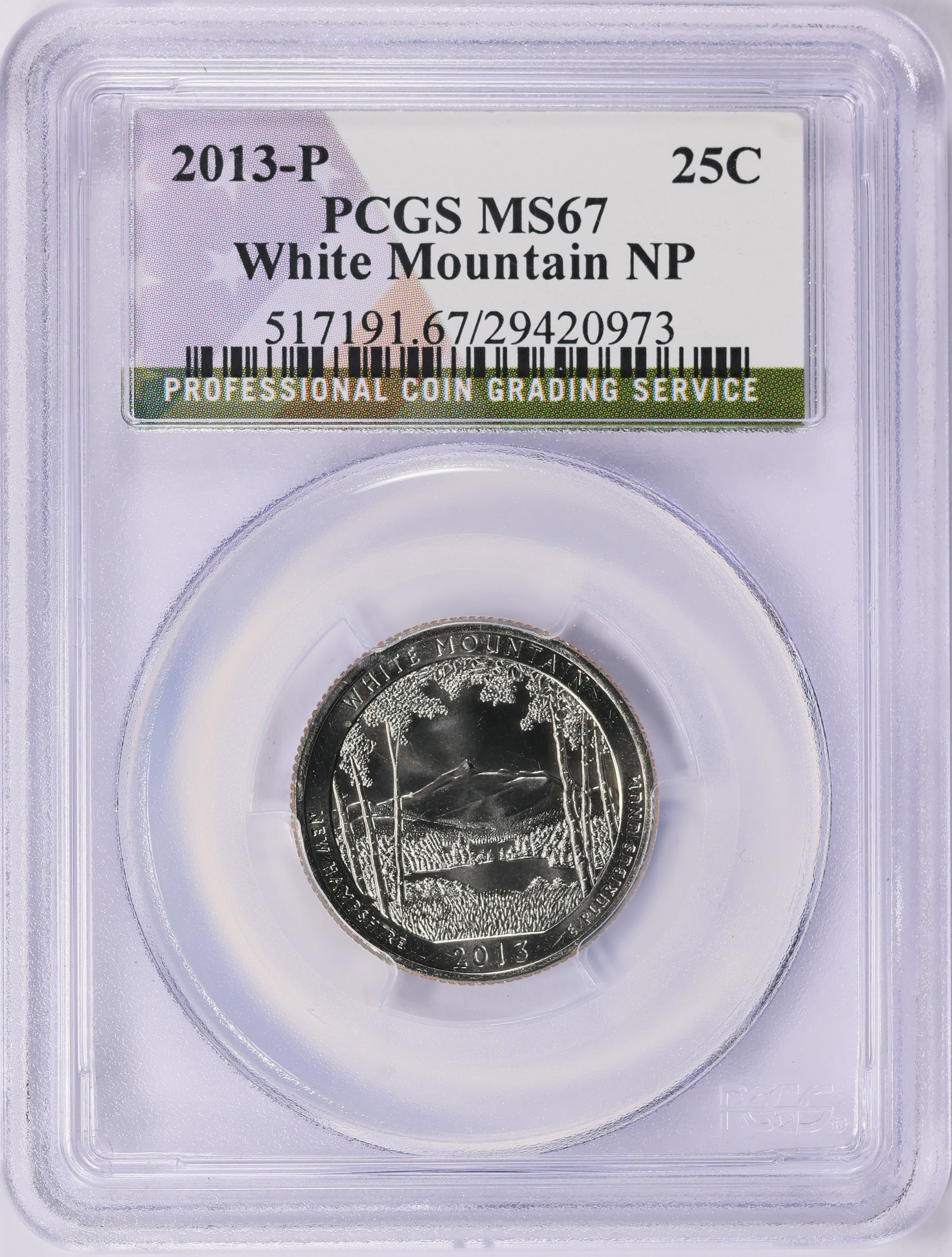 2013-P America the Beautiful Quarter White Mountain NP PCGS MS-67 (Item ...