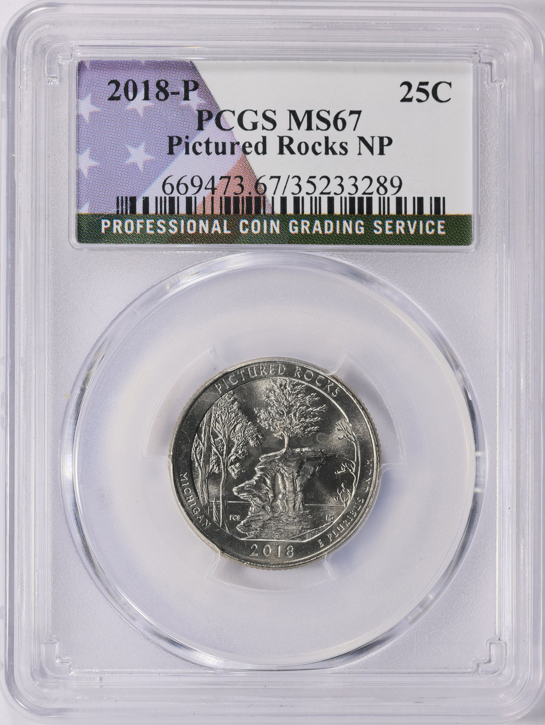 2018-P America the Beautiful Quarter Pictured Rocks National Park PCGS ...