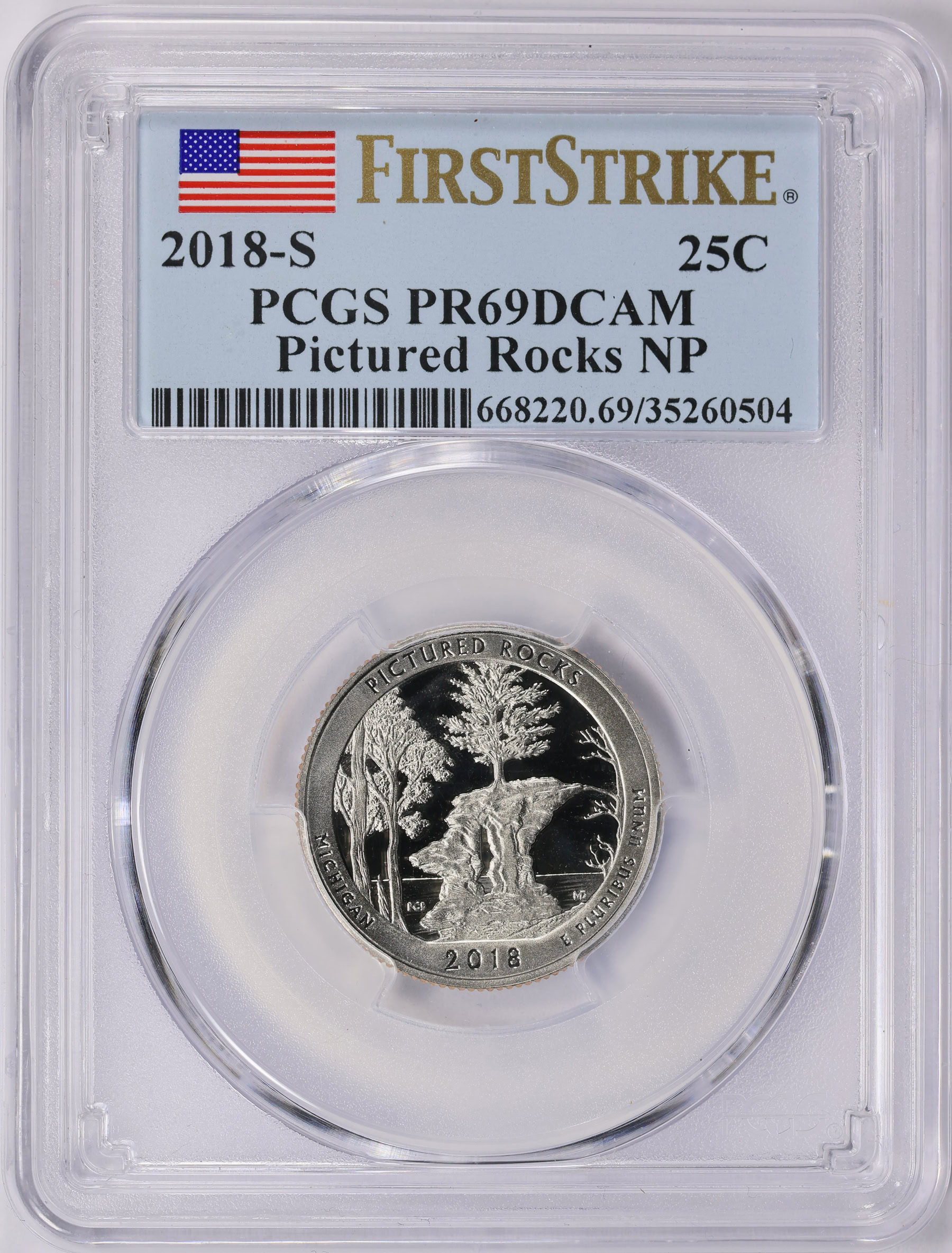 2018-S America the Beautiful Quarter Pictured Rocks NP First Strike ...