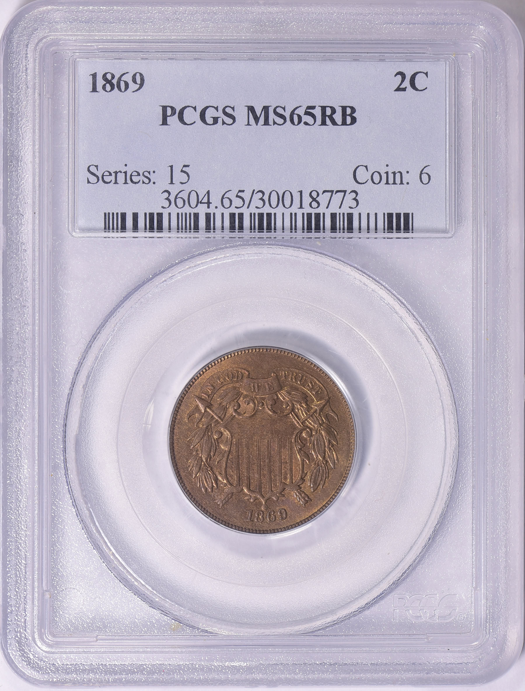 1869 Two-Cent Piece PCGS MS-65 RB (Item 1720094) | GreatCollections Coin Auctions