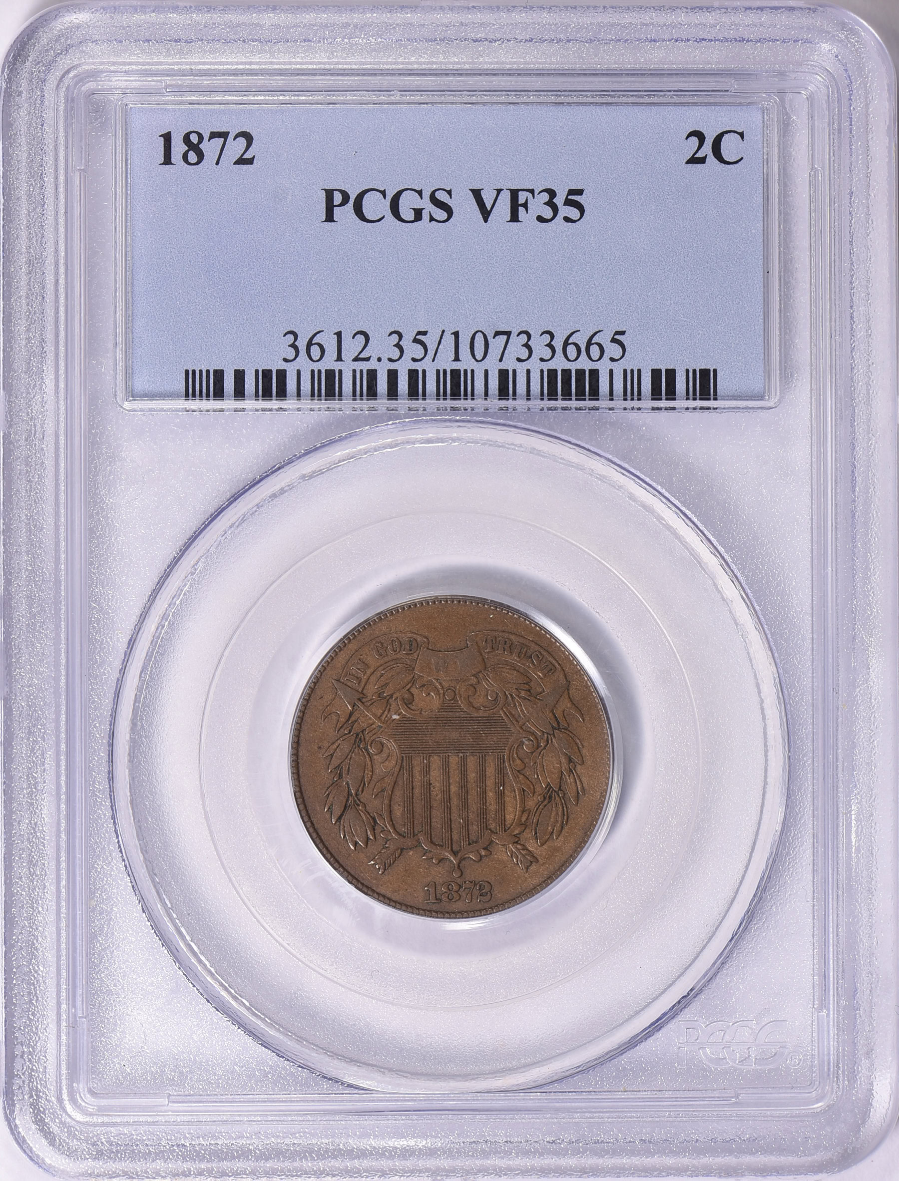 1872 Two-Cent Piece PCGS VF-35 BN (Item 1720098) | GreatCollections Coin Auctions