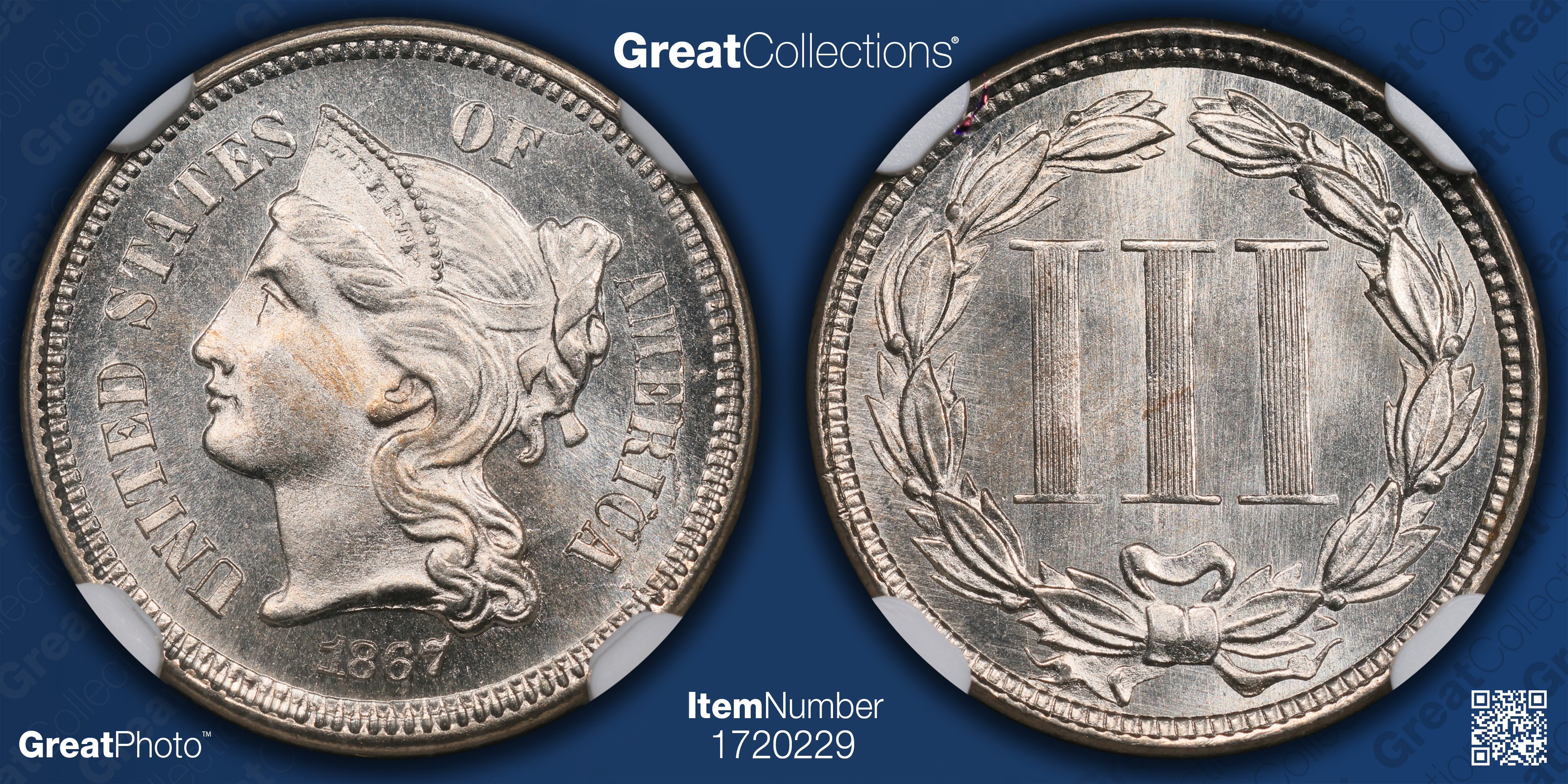 1867 Nickel Three-Cent Piece NGC MS-66 ★ (Item 1720229 ...