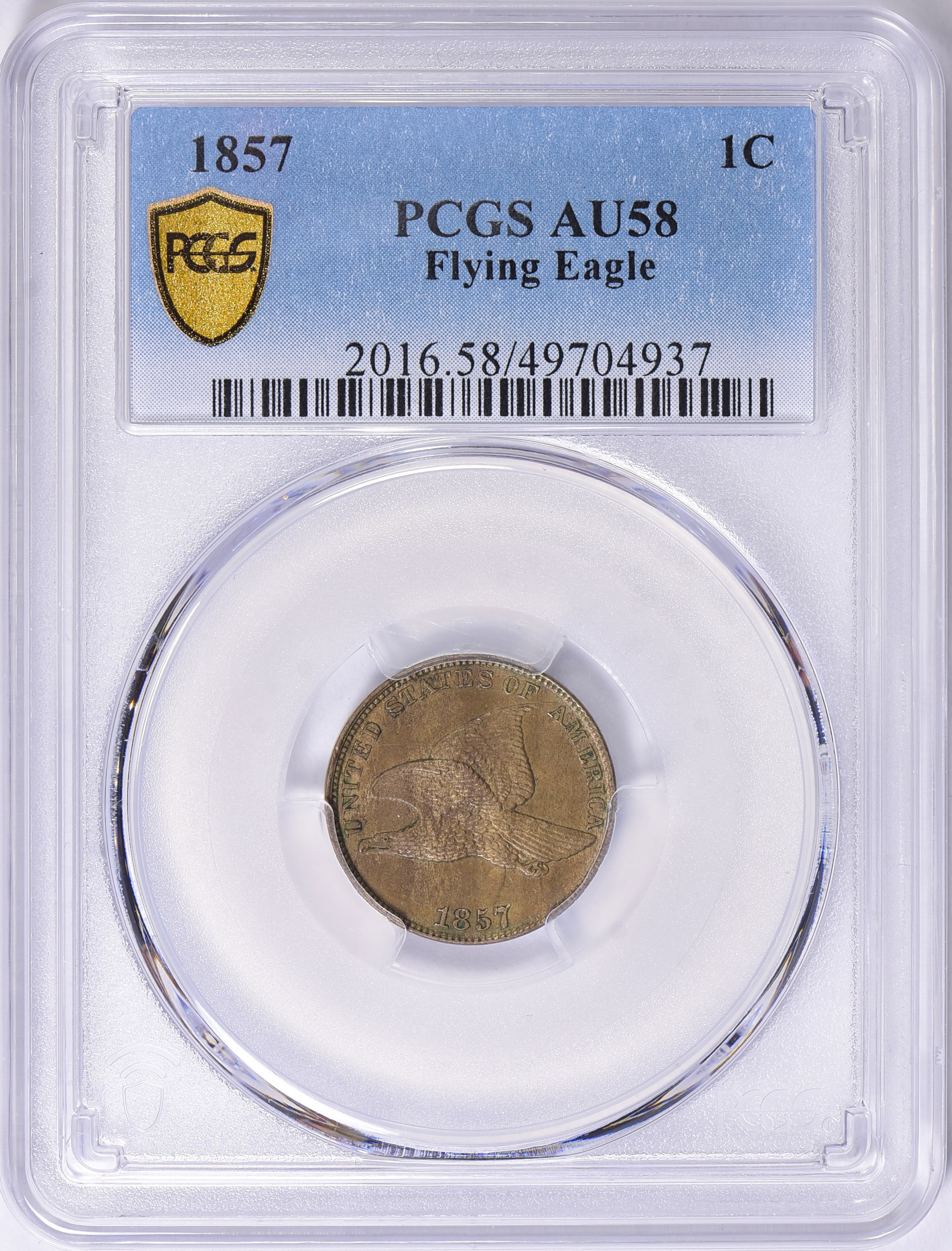 1857 Flying Eagle Cent PCGS AU-58 (Item 1720304) | GreatCollections Coin Auctions