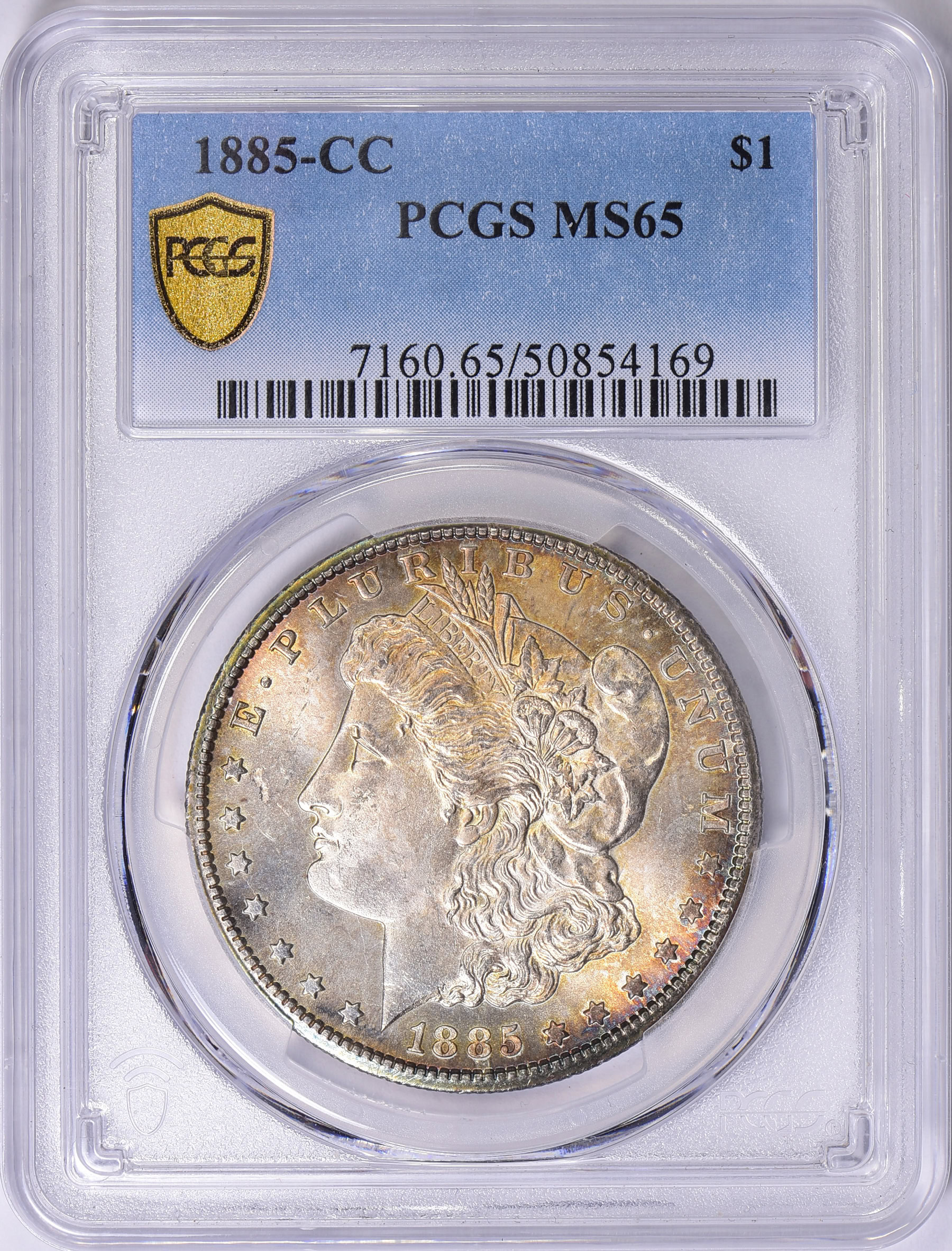 1885-CC Morgan Silver Dollar PCGS MS-65 (Toned) (Item 1720306) | GreatCollections Coin Auctions