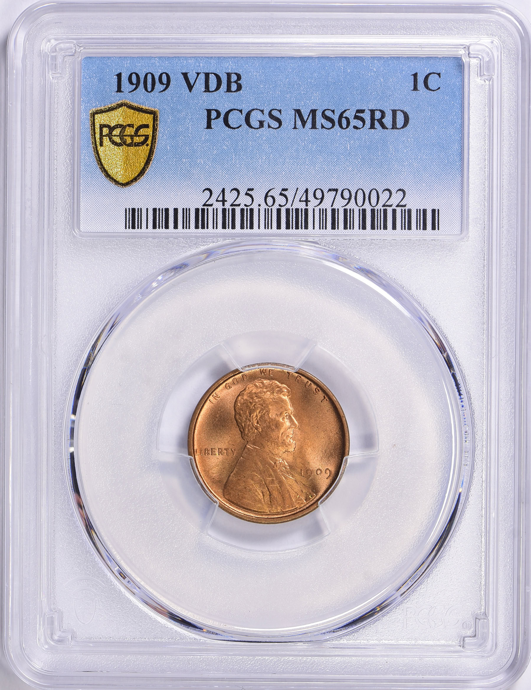 1909 Lincoln Cent V.D.B. PCGS MS-65 RD (Item 1720317) | GreatCollections Coin Auctions