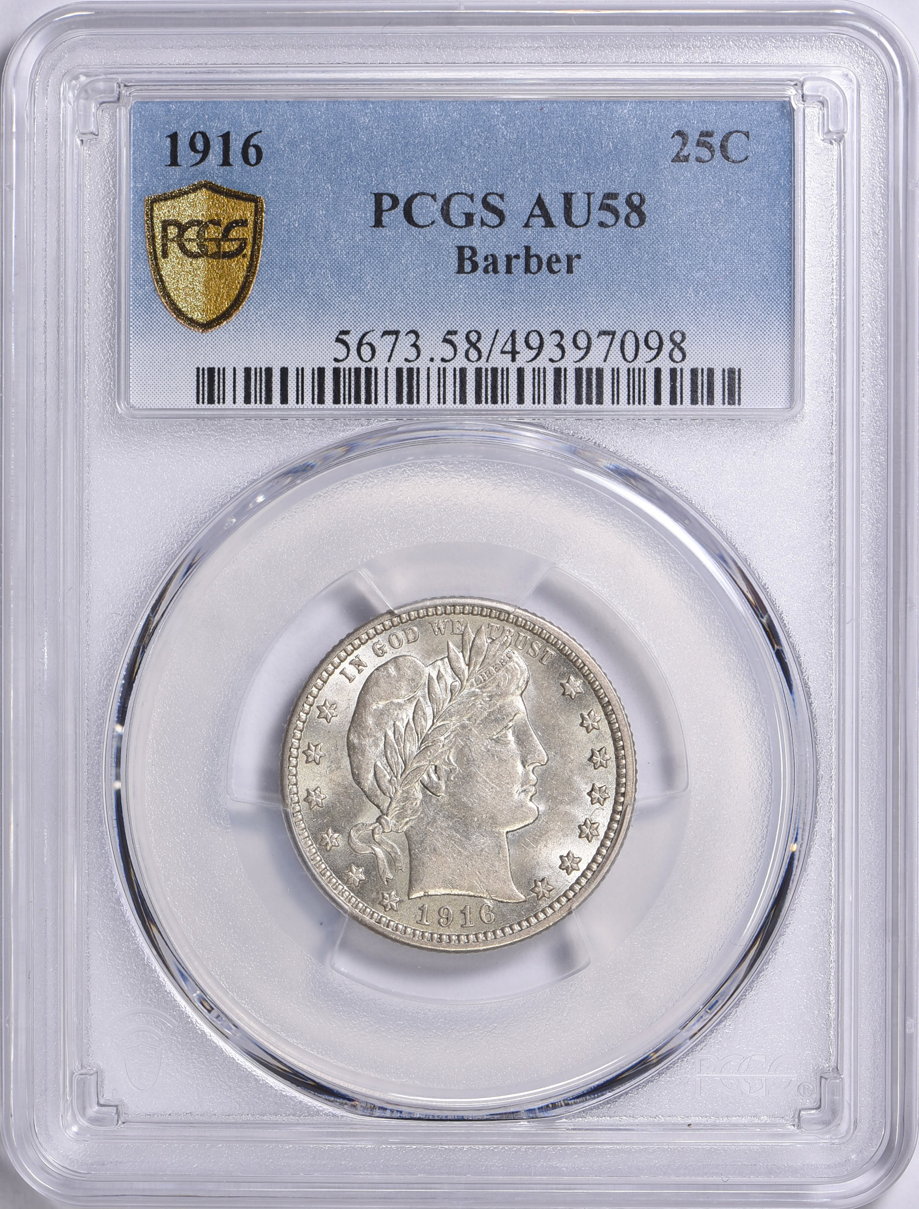 1916 Barber Quarter PCGS AU-58 (Item 1720329) | GreatCollections Coin Auctions