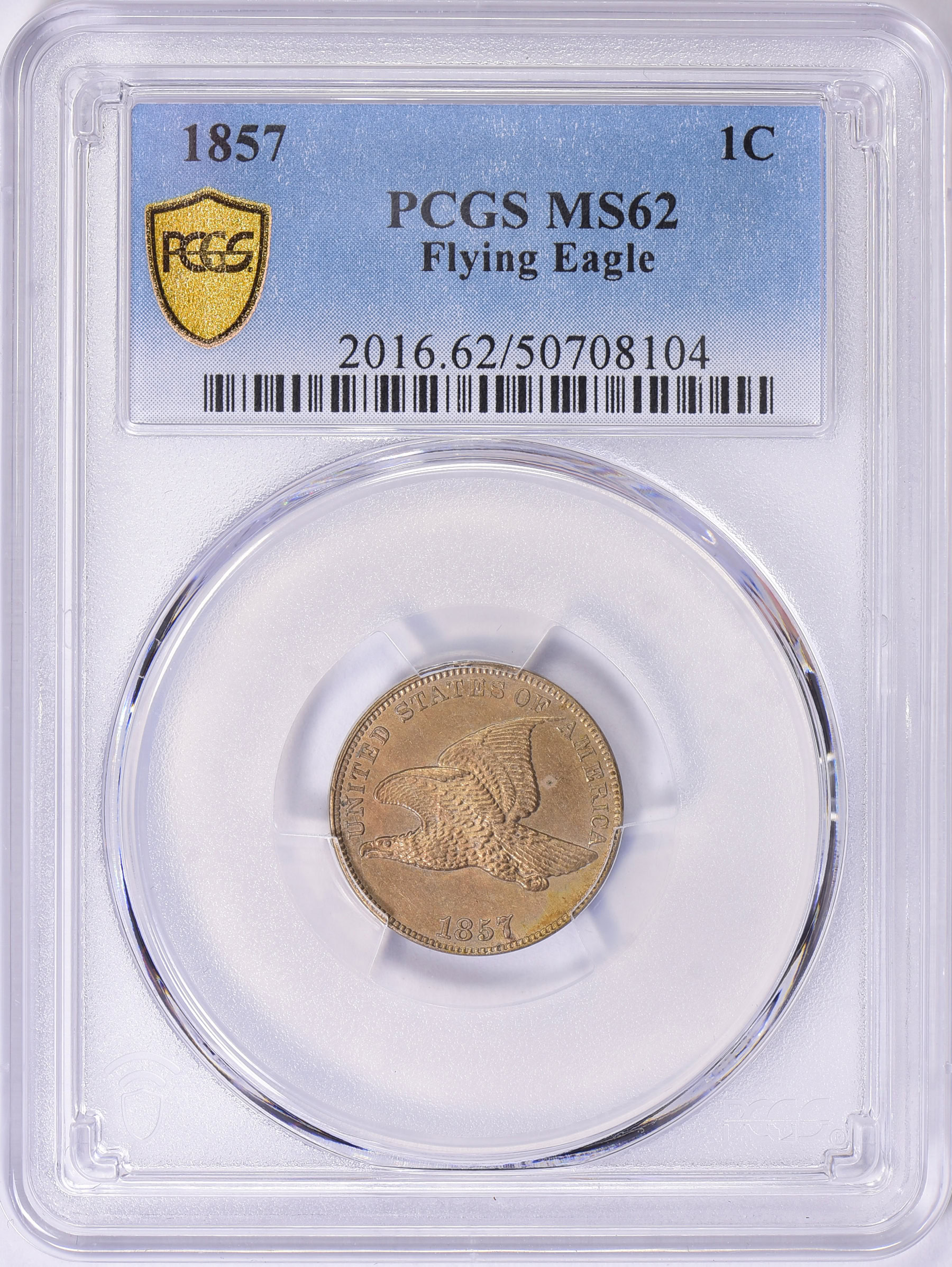 1857 Flying Eagle Cent PCGS MS-62 (Item 1720334) | GreatCollections Coin Auctions