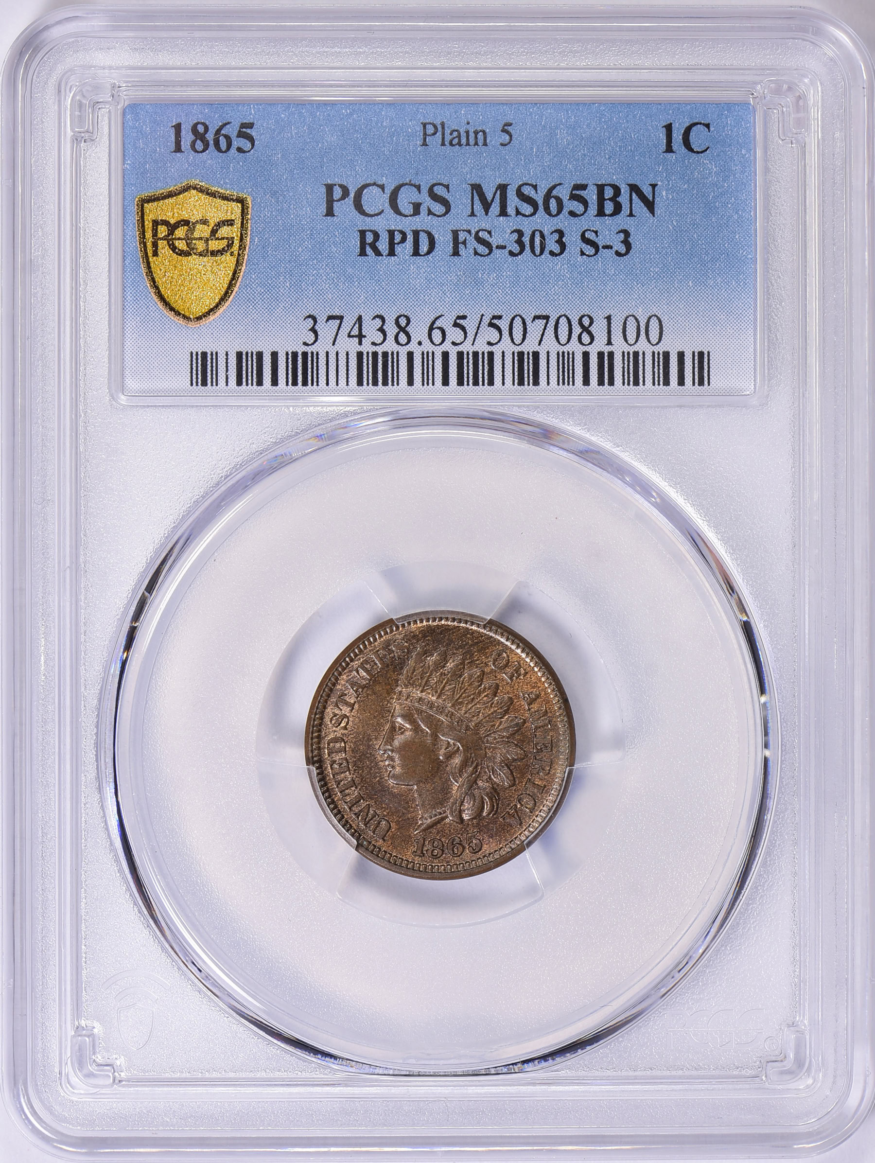 1865 Indian Cent Plain 5, RPD FS-303 S-3 PCGS MS-65 BN (Item 1720346) | GreatCollections Coin ...