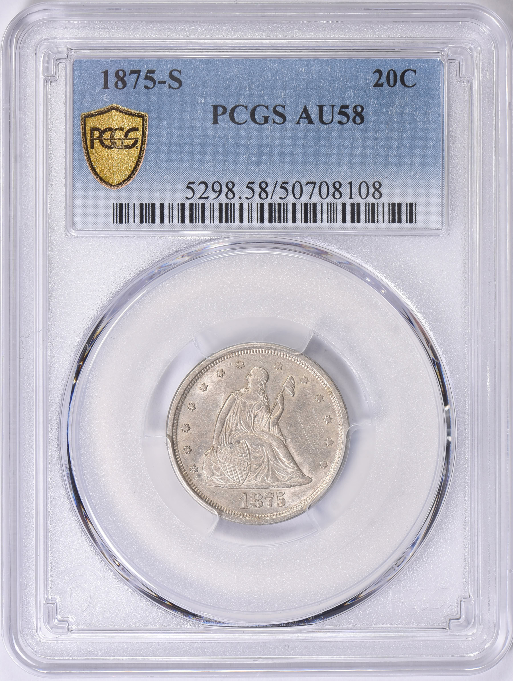 1875-S Twenty-Cent Piece PCGS AU-58 (Item 1720349) | GreatCollections Coin Auctions