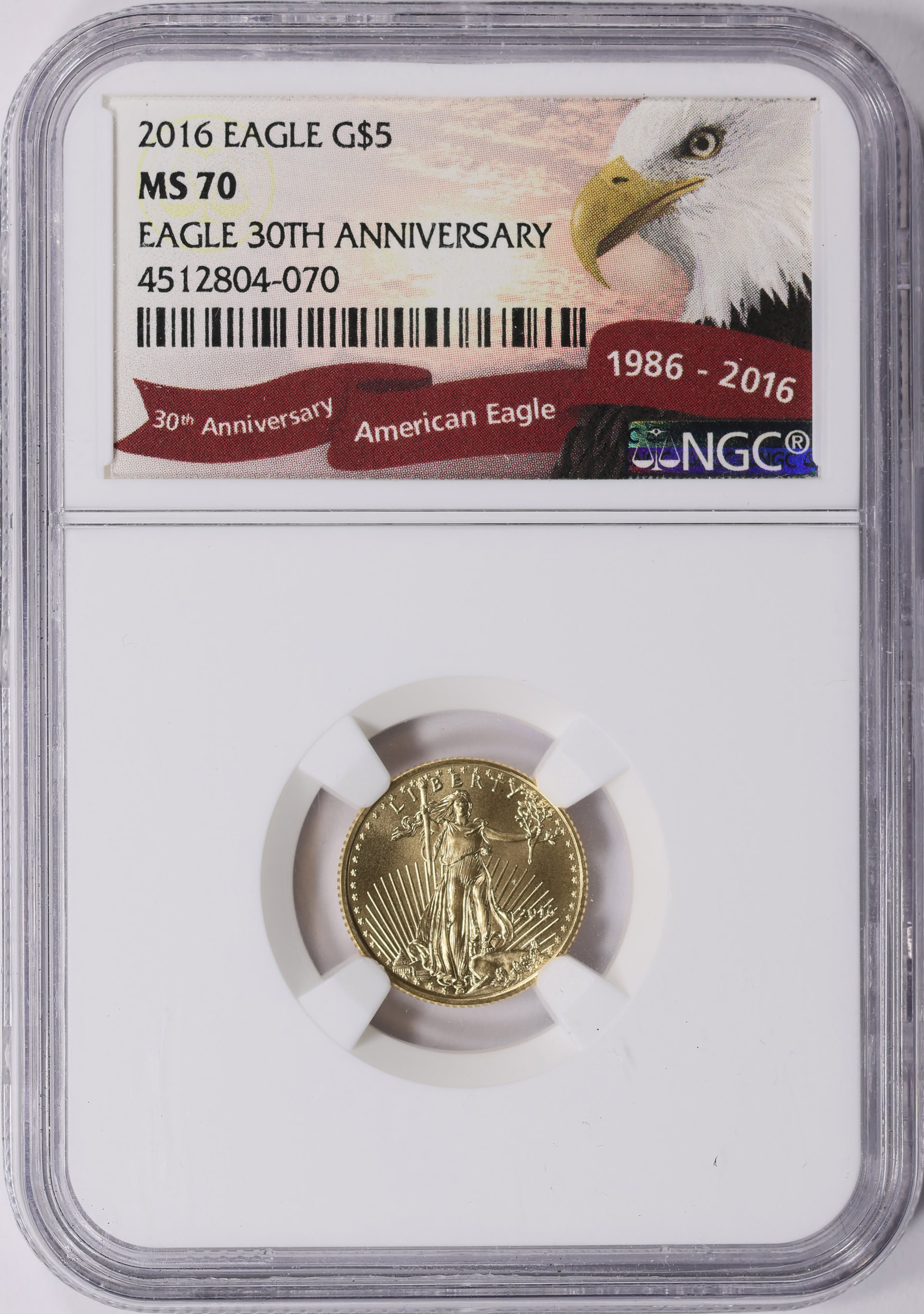 2016 $5 Tenth-Ounce Gold American Eagle NGC MS-70 (Eagle Label) (Item 1720386 ...