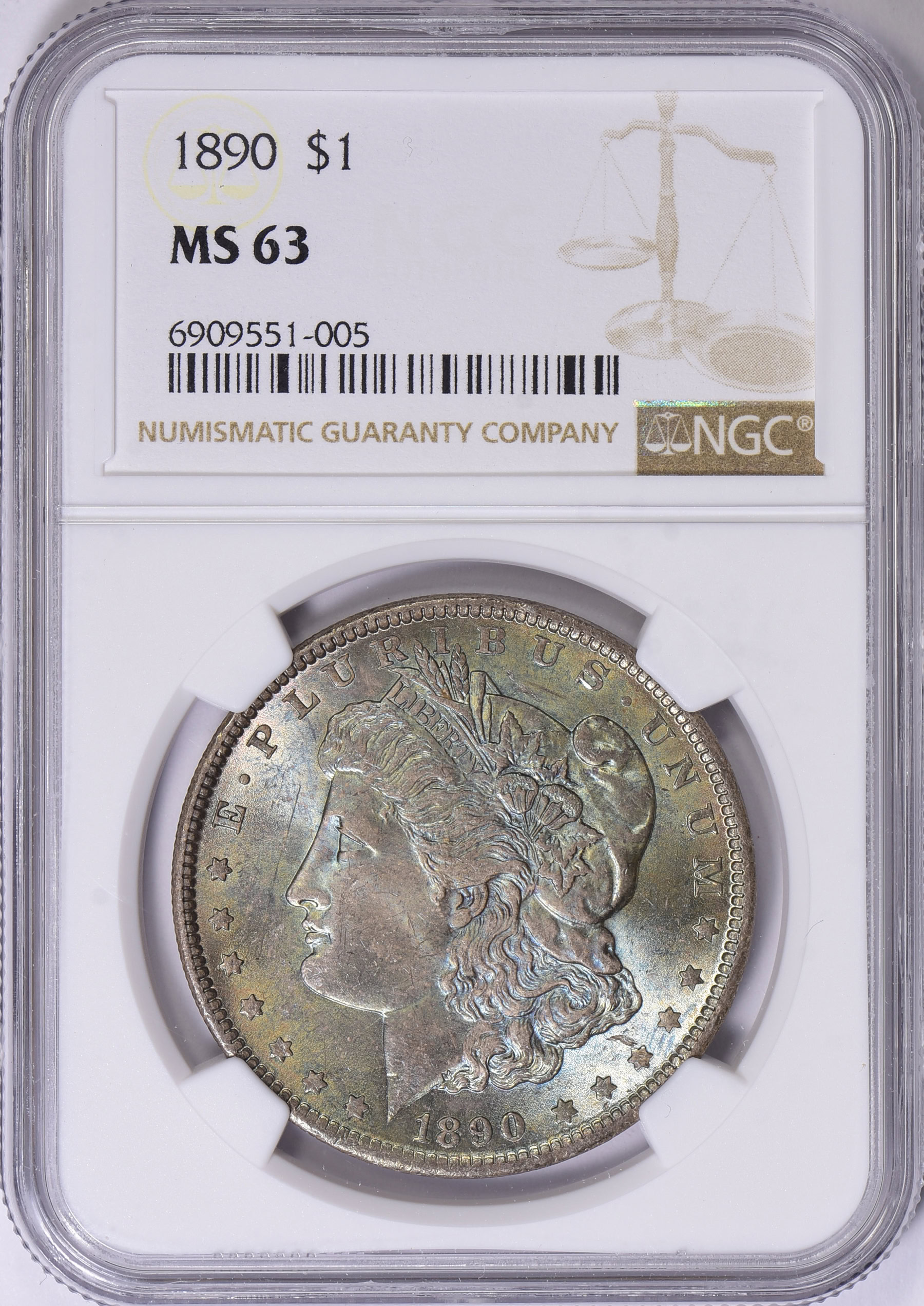 1890 Morgan Silver Dollar NGC MS-63 (Toned) (Item 1720398) | GreatCollections Coin Auctions