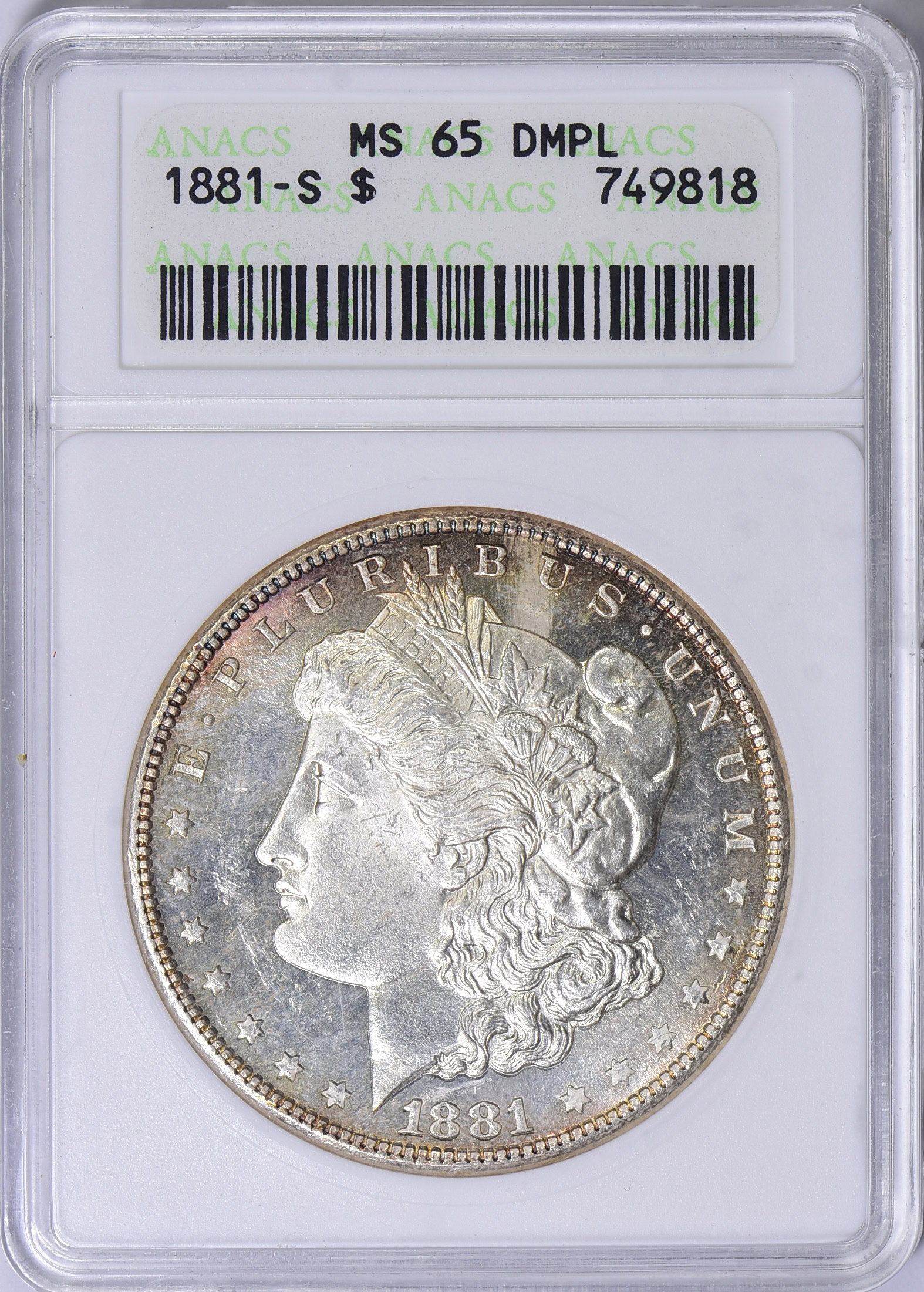 1881-S Morgan Silver Dollar ANACS MS-65 DMPL OH (Toned) (Item 1720422 ...