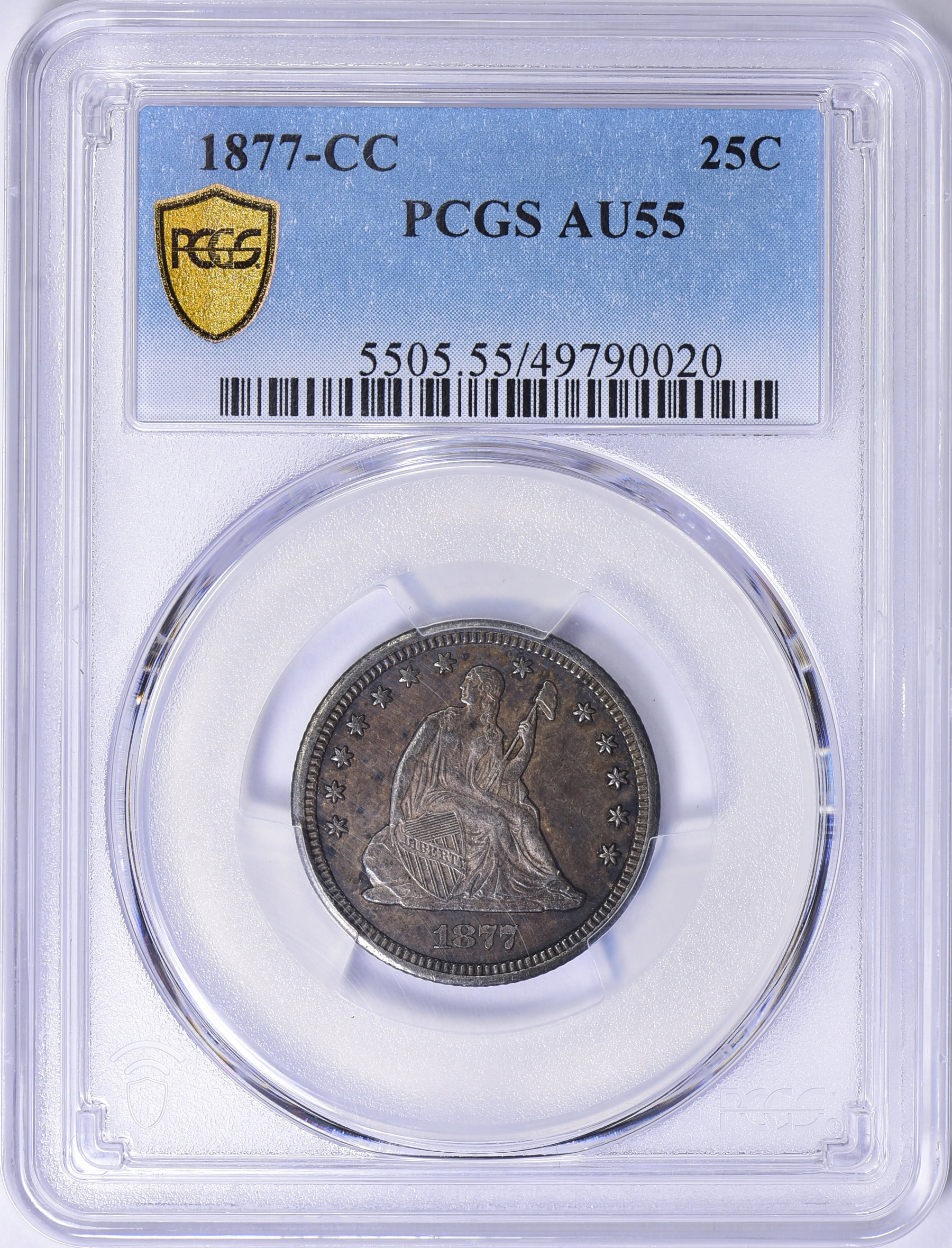 1877-CC Seated Liberty Quarter PCGS AU-55 (Item 1720434) | GreatCollections Coin Auctions