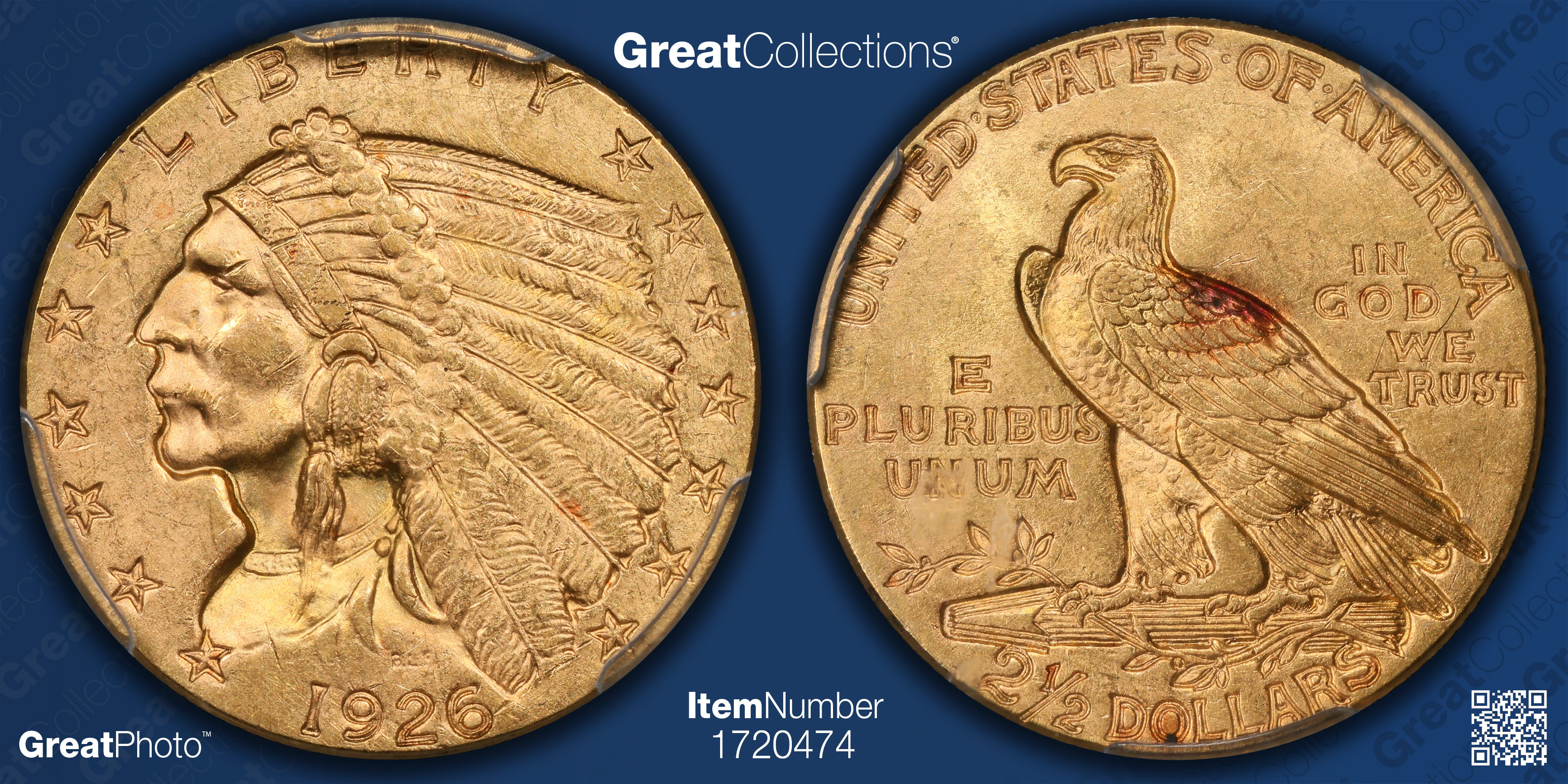 1926 Indian Gold Quarter Eagle PCGS MS-63 (Item 1720474 ...