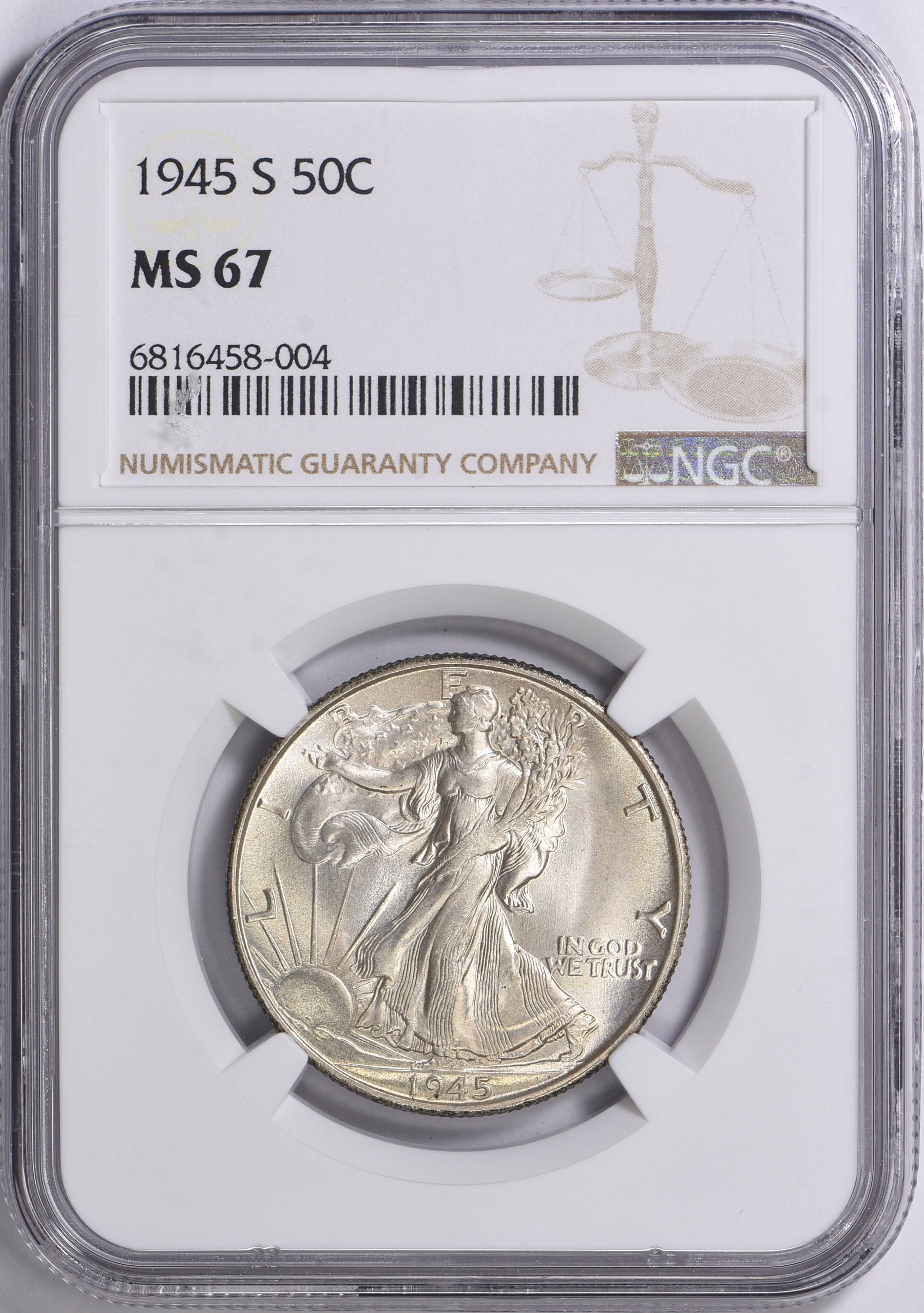 1945-S Walking Liberty Half Dollar NGC MS-67 (Item 1720535) | GreatCollections Coin Auctions