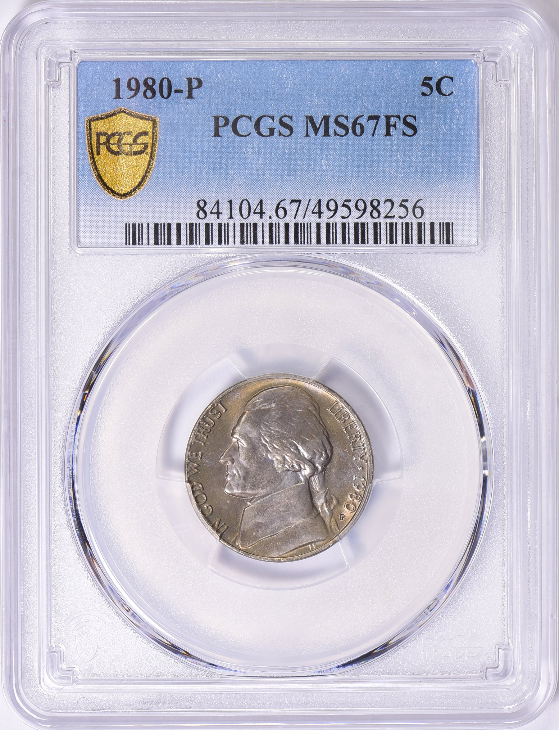 1980-P Jefferson Nickel PCGS MS-67 FS (Toned) (Item 1720548 ...