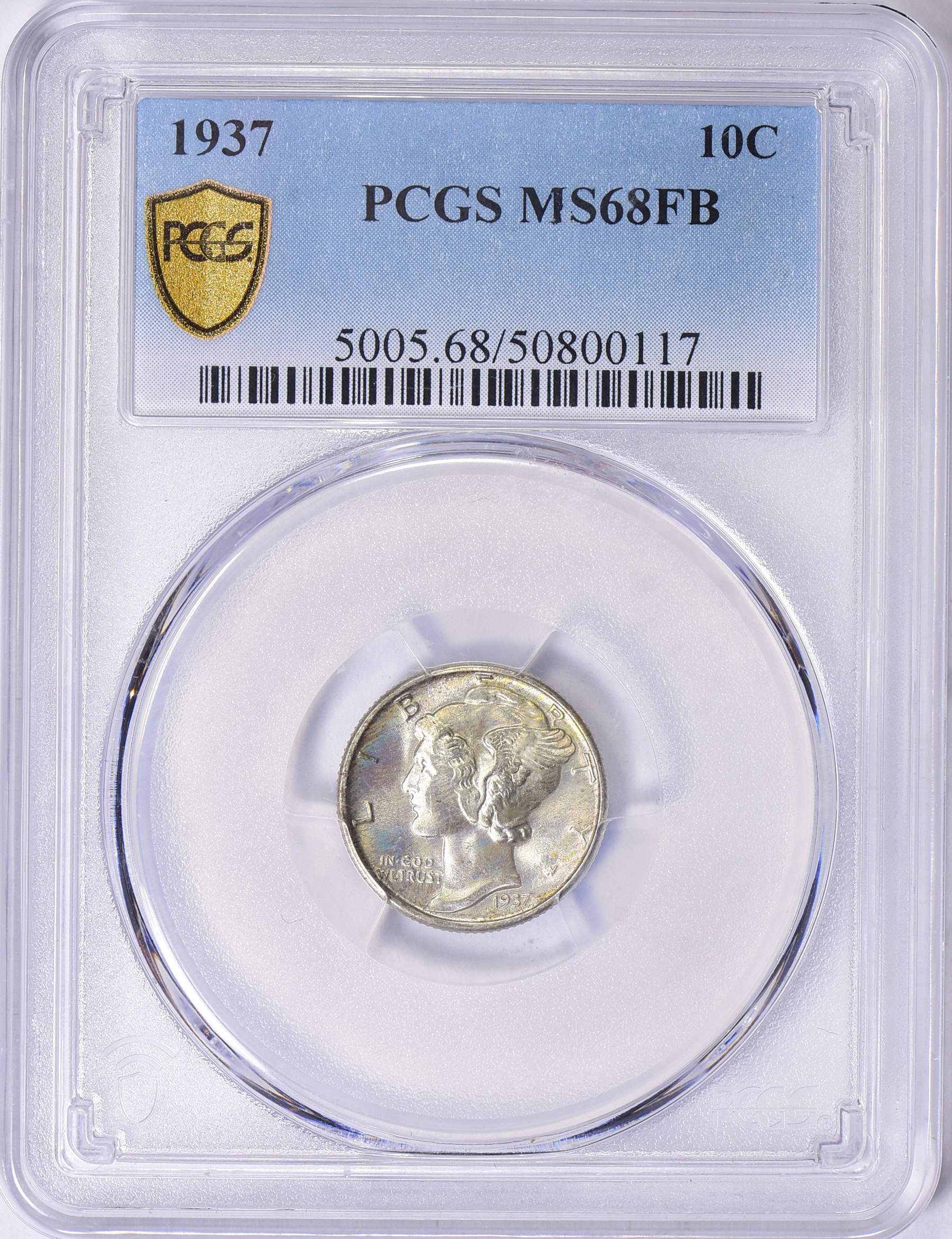 1937 Mercury Dime PCGS MS-68 FB (Item 1720619) | GreatCollections Coin Auctions