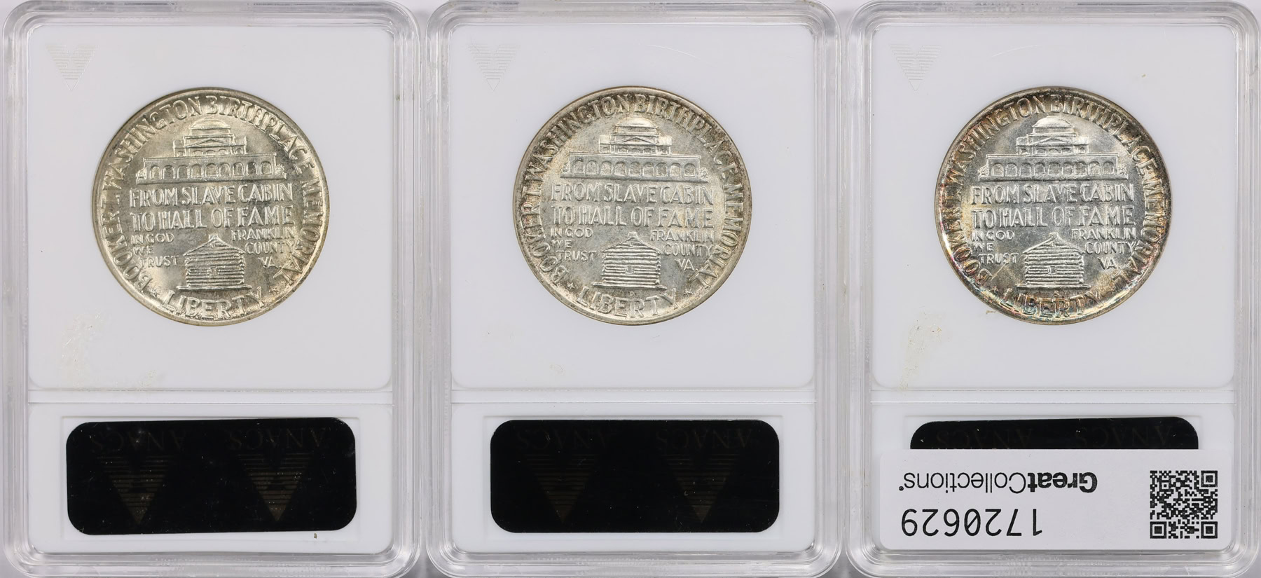 1948-P/D/S Set Booker T. Washington Memorial Half Dollar ANACS MS-64/65 ...